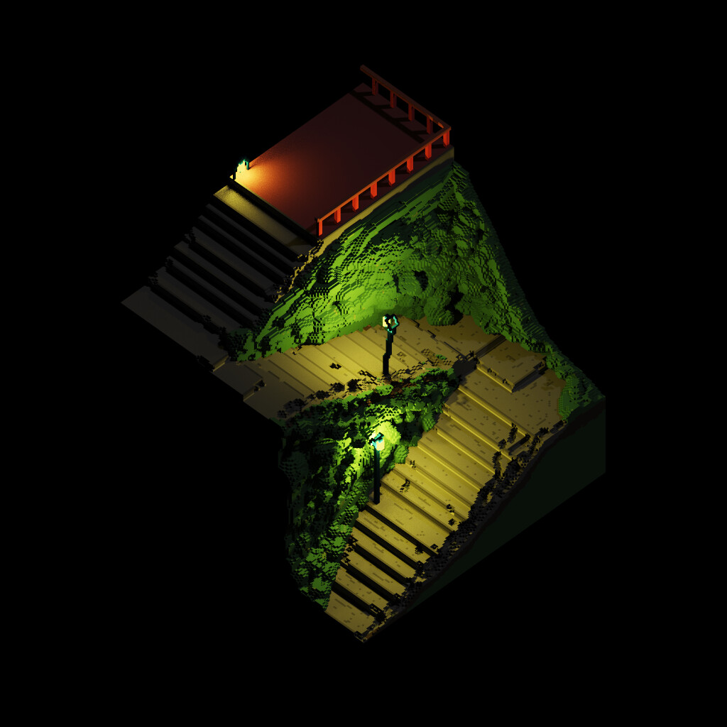 ArtStation - Voxel Night Stairs