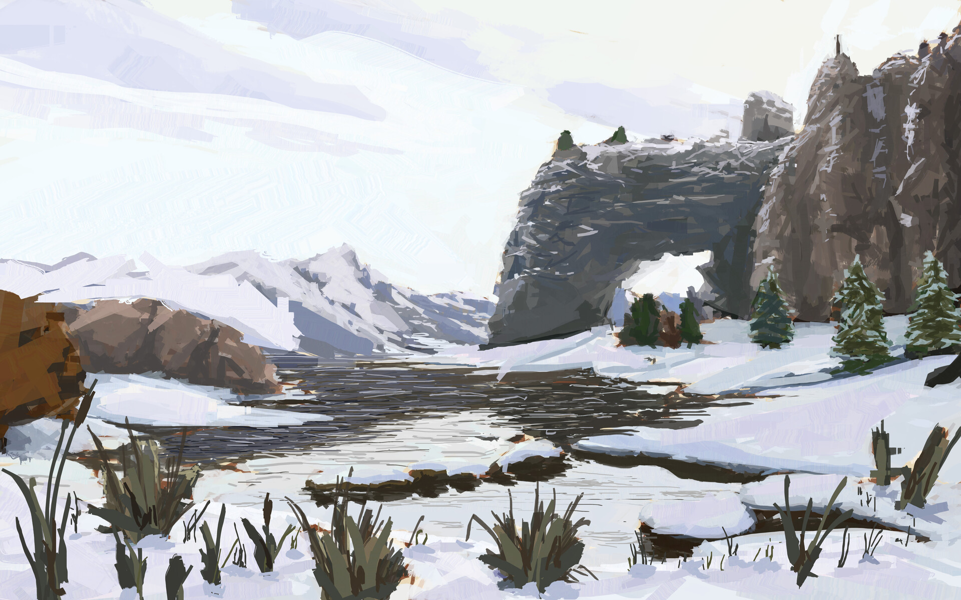 ArtStation - Snow landscape concept
