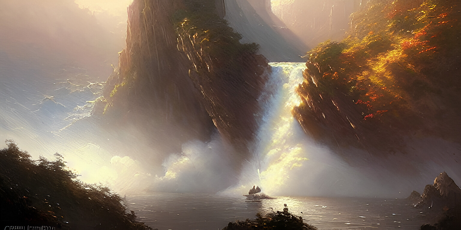 ArtStation - Forest waterfall