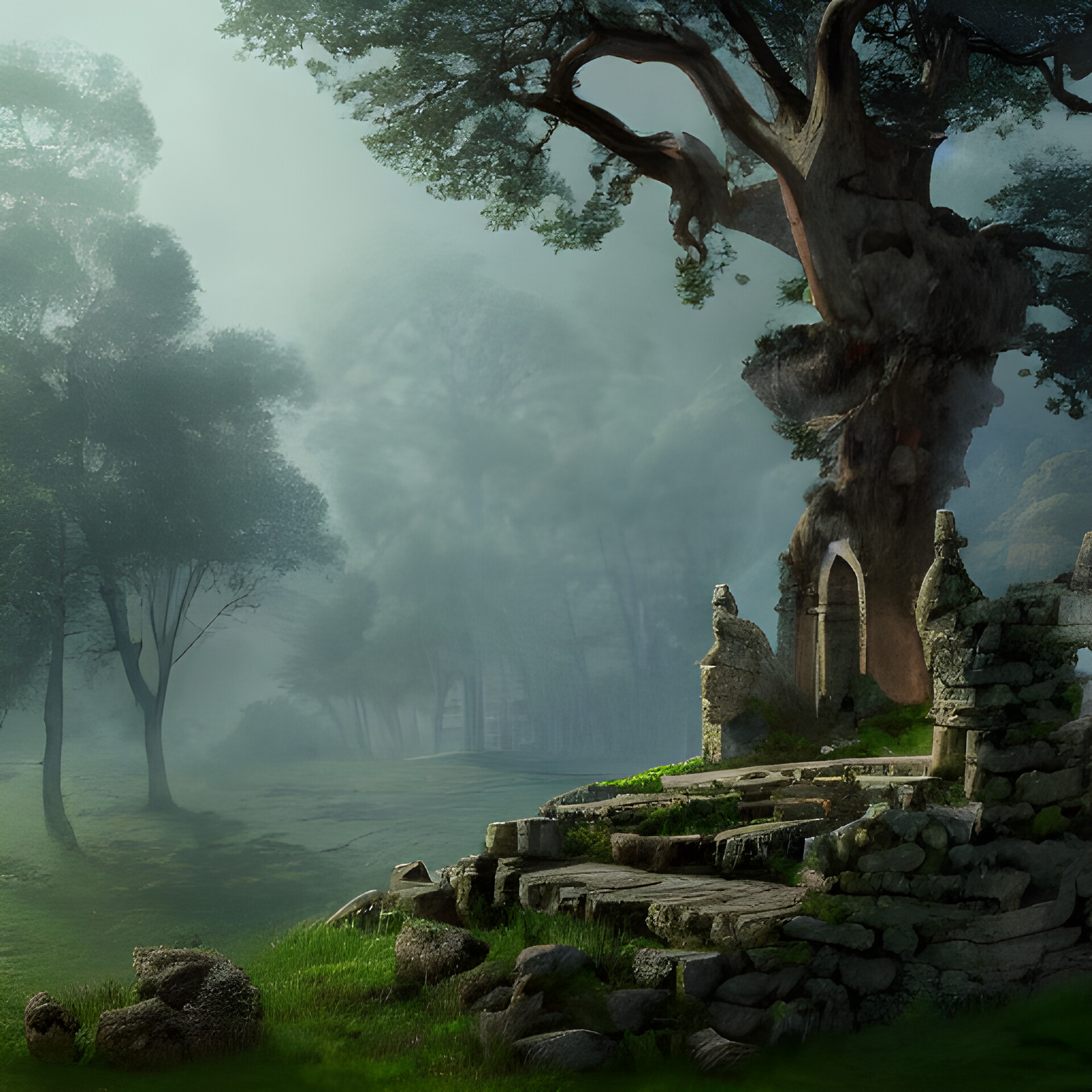 ArtStation A Ruin Of A Stone House Still Protected By An Ancient Tree ArtStation A Ruin Of A Stone House Still Protected By An Ancient Tree