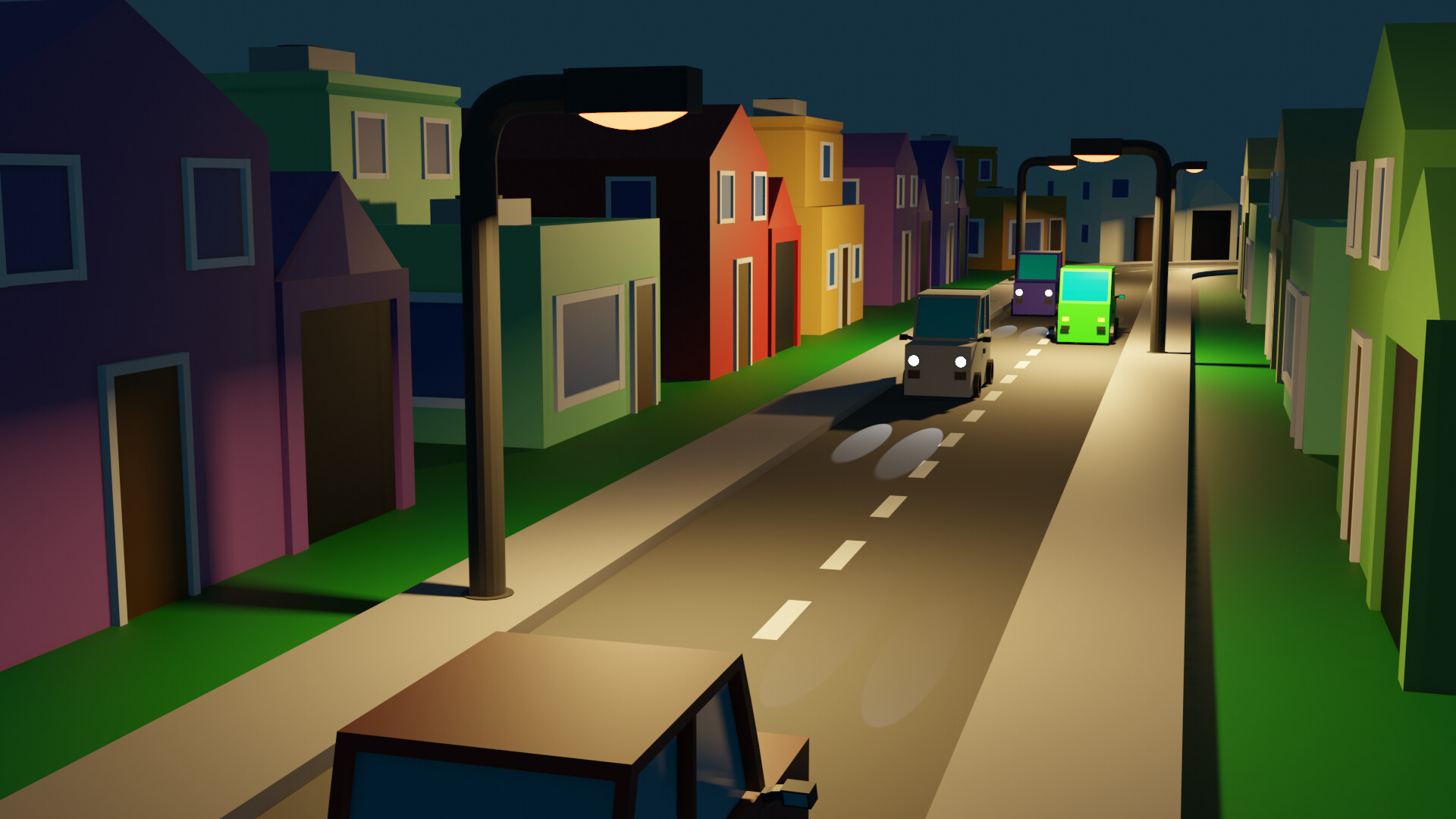 ArtStation - Low Poly Street With Cars