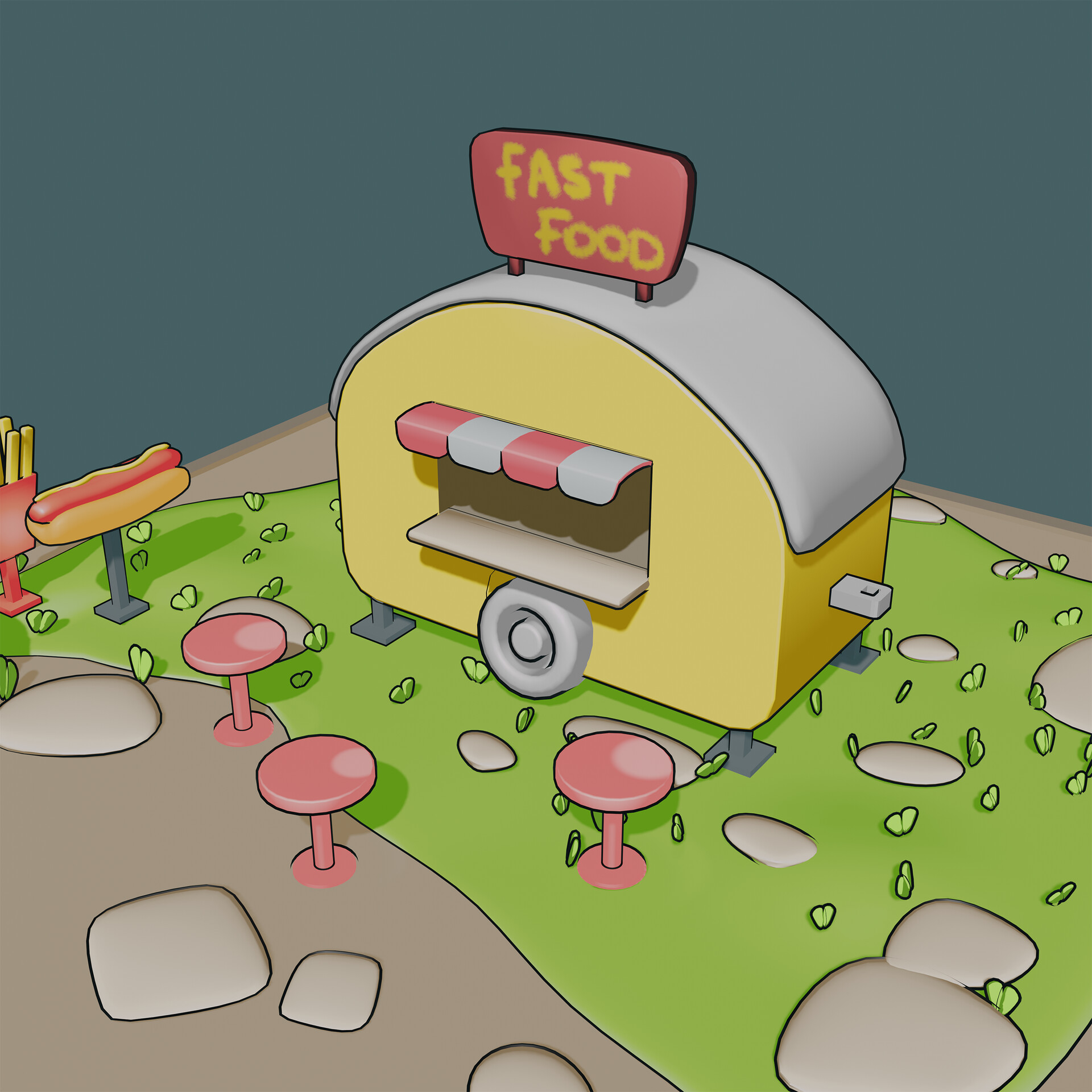 ArtStation - Stylized Fast Food Truck Scene