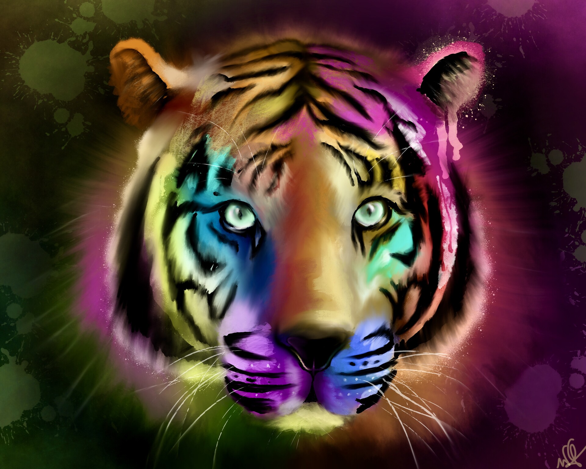 ArtStation - Colourful Abstract Tiger!