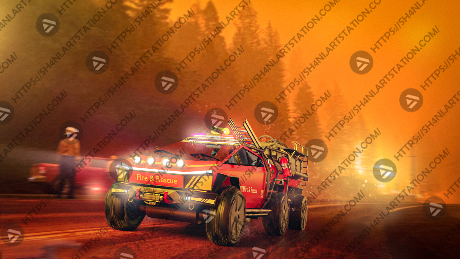 ArtStation - Tesla Fire Truck Concept Art