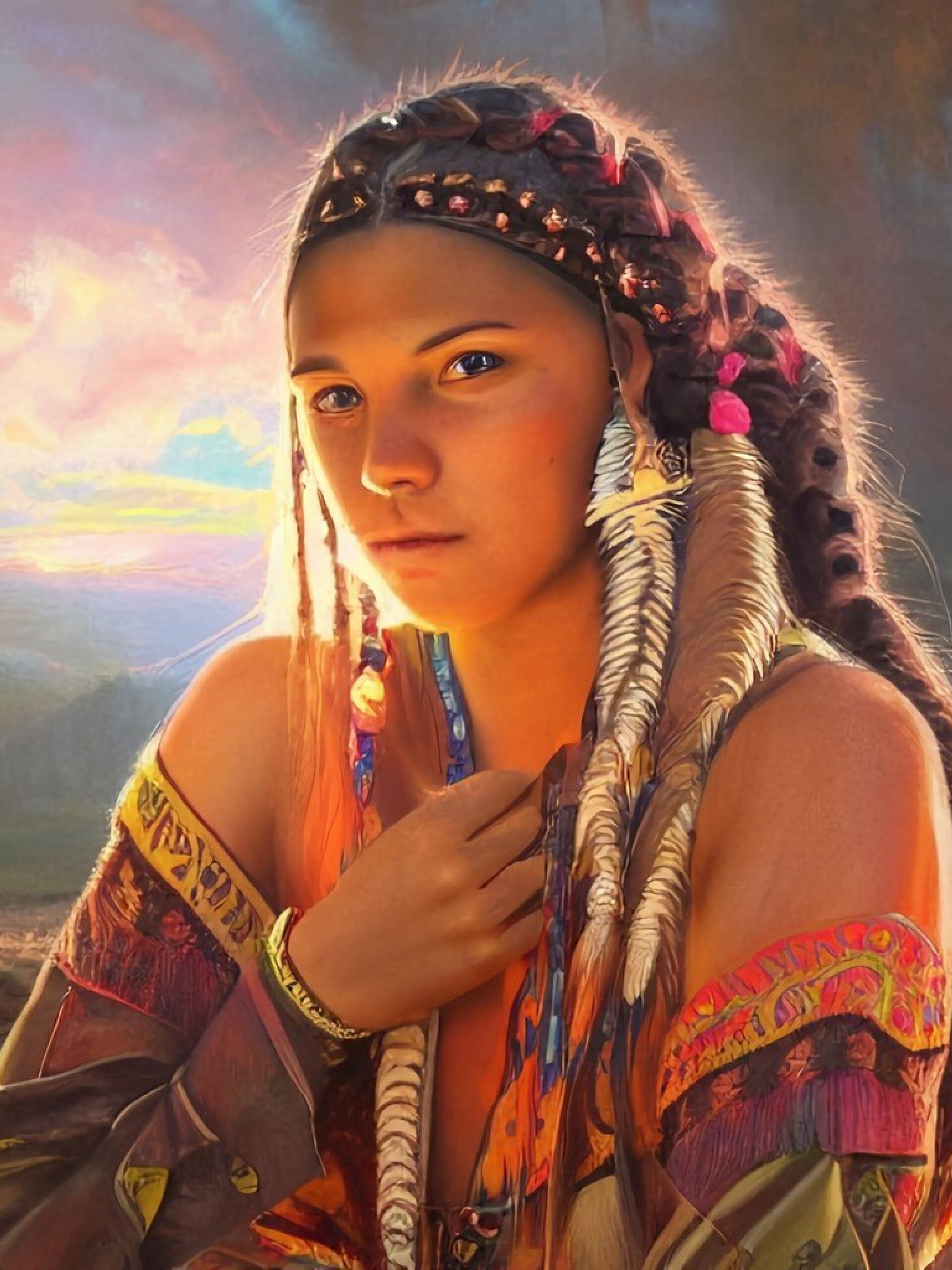 Beautiful Native Indian Women Painting