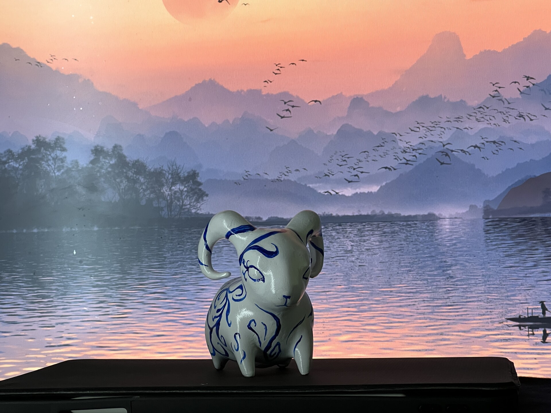 ArtStation - blue and white porcelain little sheep