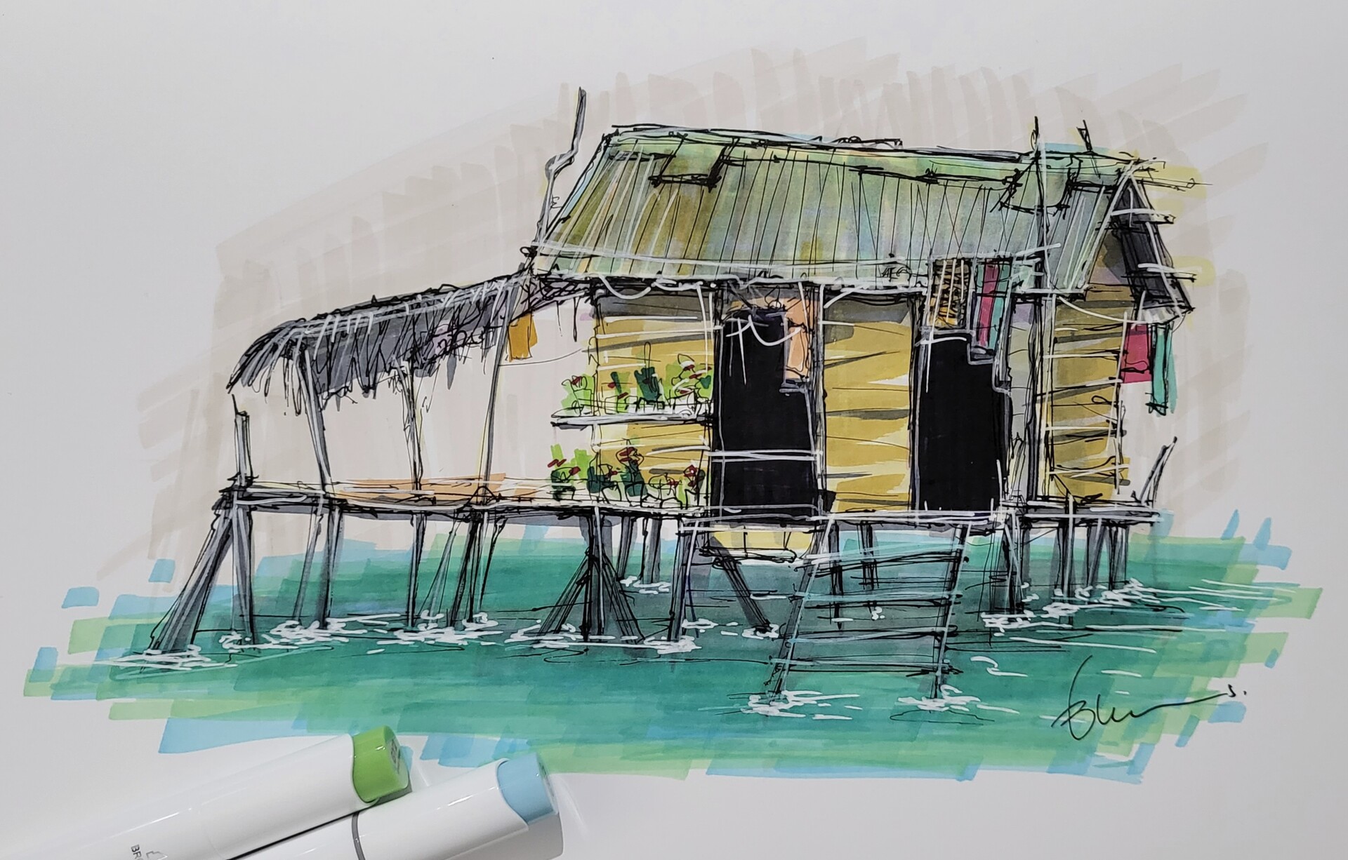 ArtStation - The Bajau's house, Indonesia Sea Gypsies Tribe