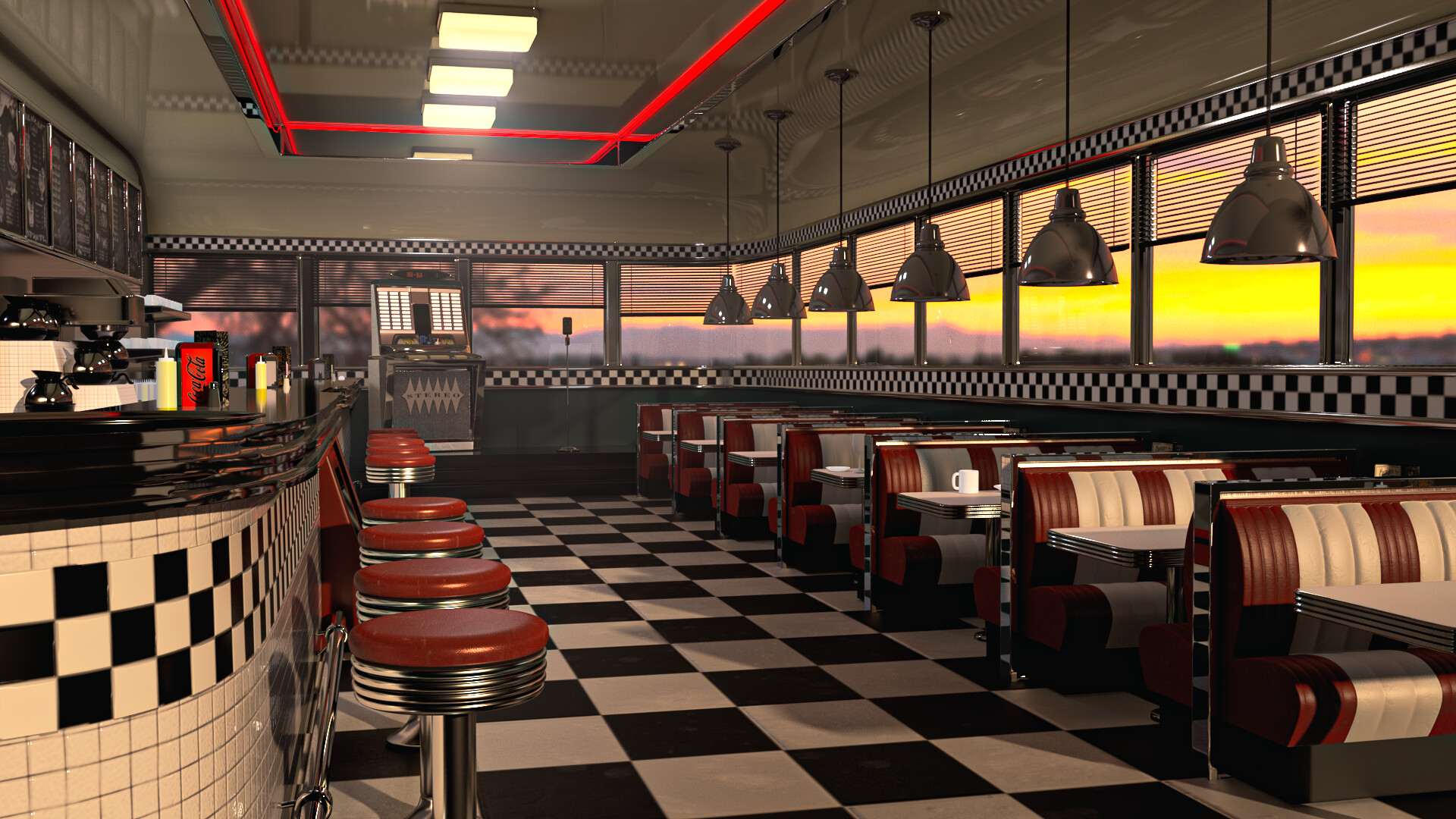 ArtStation - Typical retro American restaurant