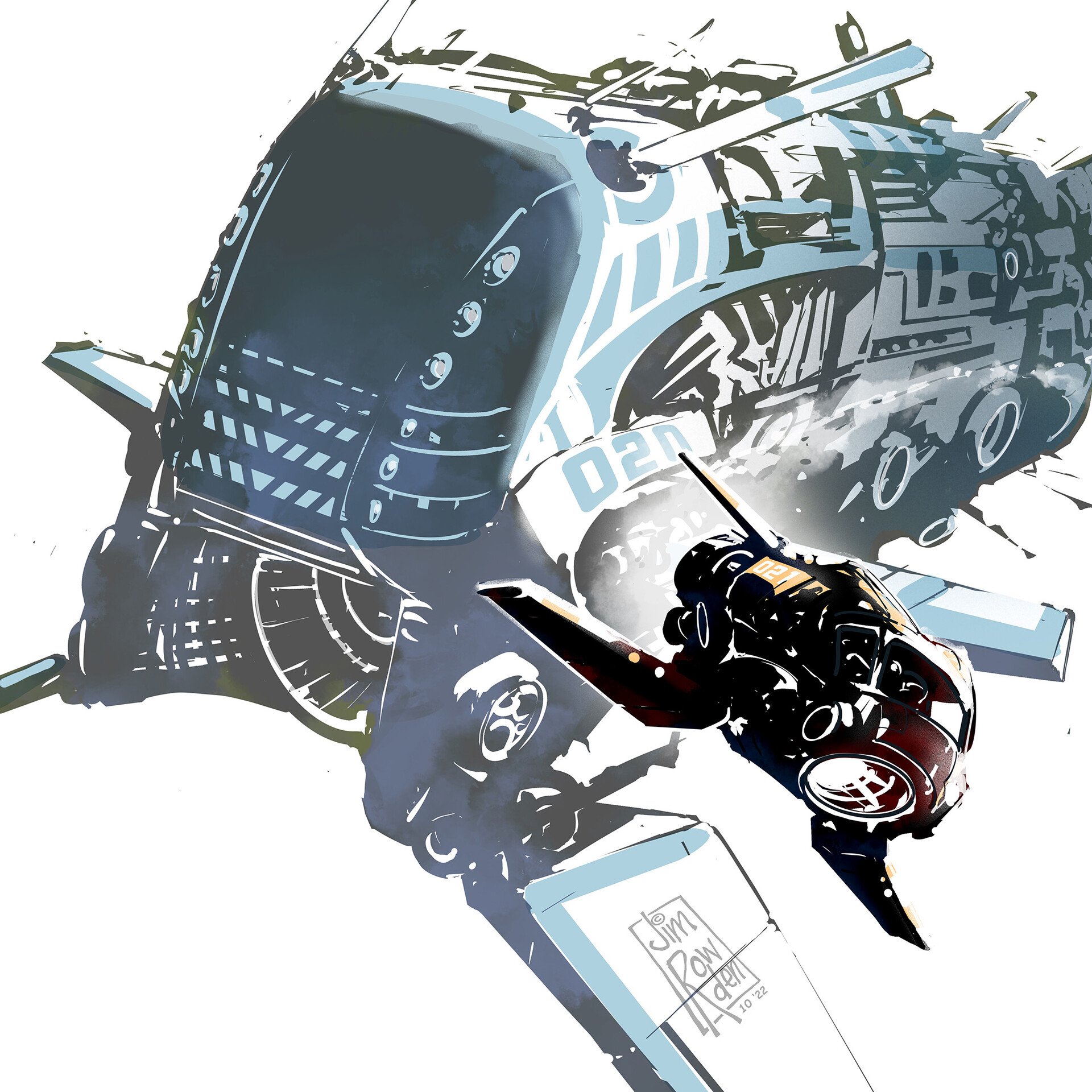 Jim Rowden - (Space)Ships 020 and 021 (Inktober 2022 - Day 2)