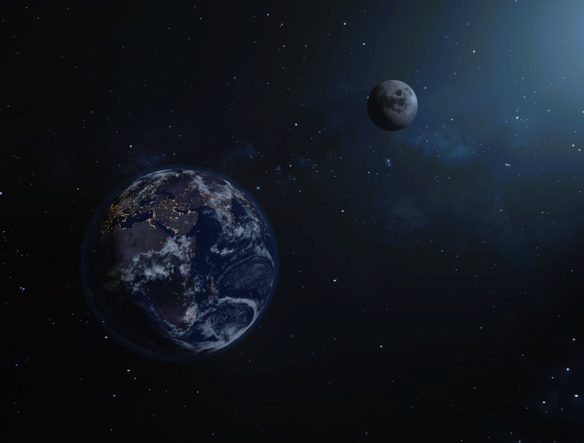 ArtStation - earth and moon