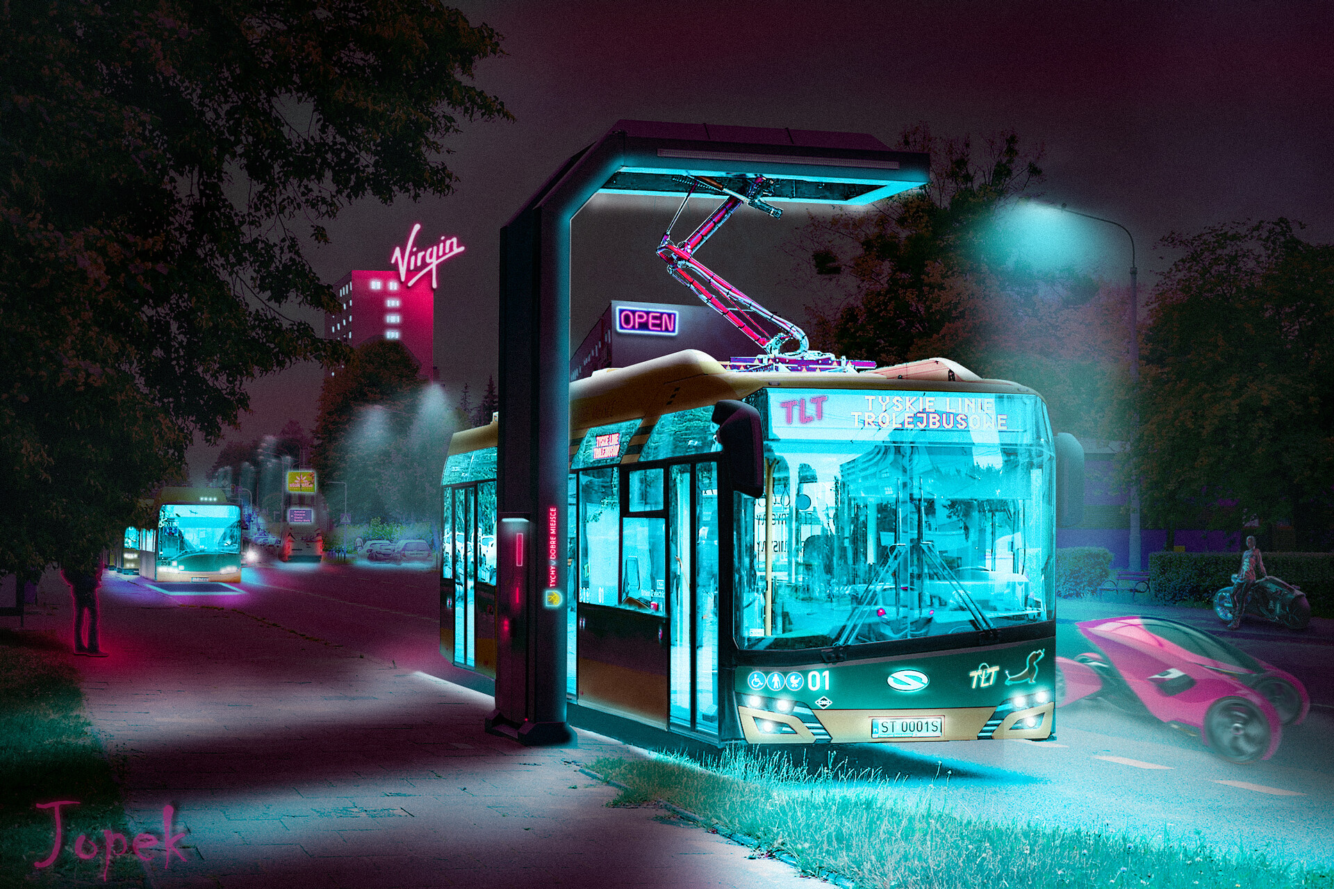 ArtStation - Cyberpunk City Trolejbus Tychy