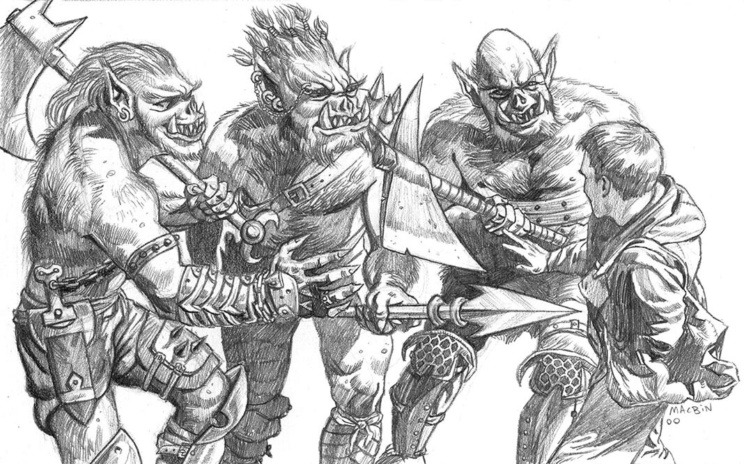 ArtStation - Orcs Threaten Courier - Terror in Freeport - Pencil ...