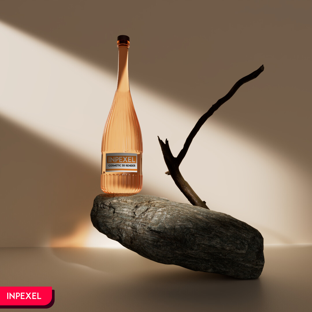 ArtStation - Creative 3d render "Bottle on Rock"