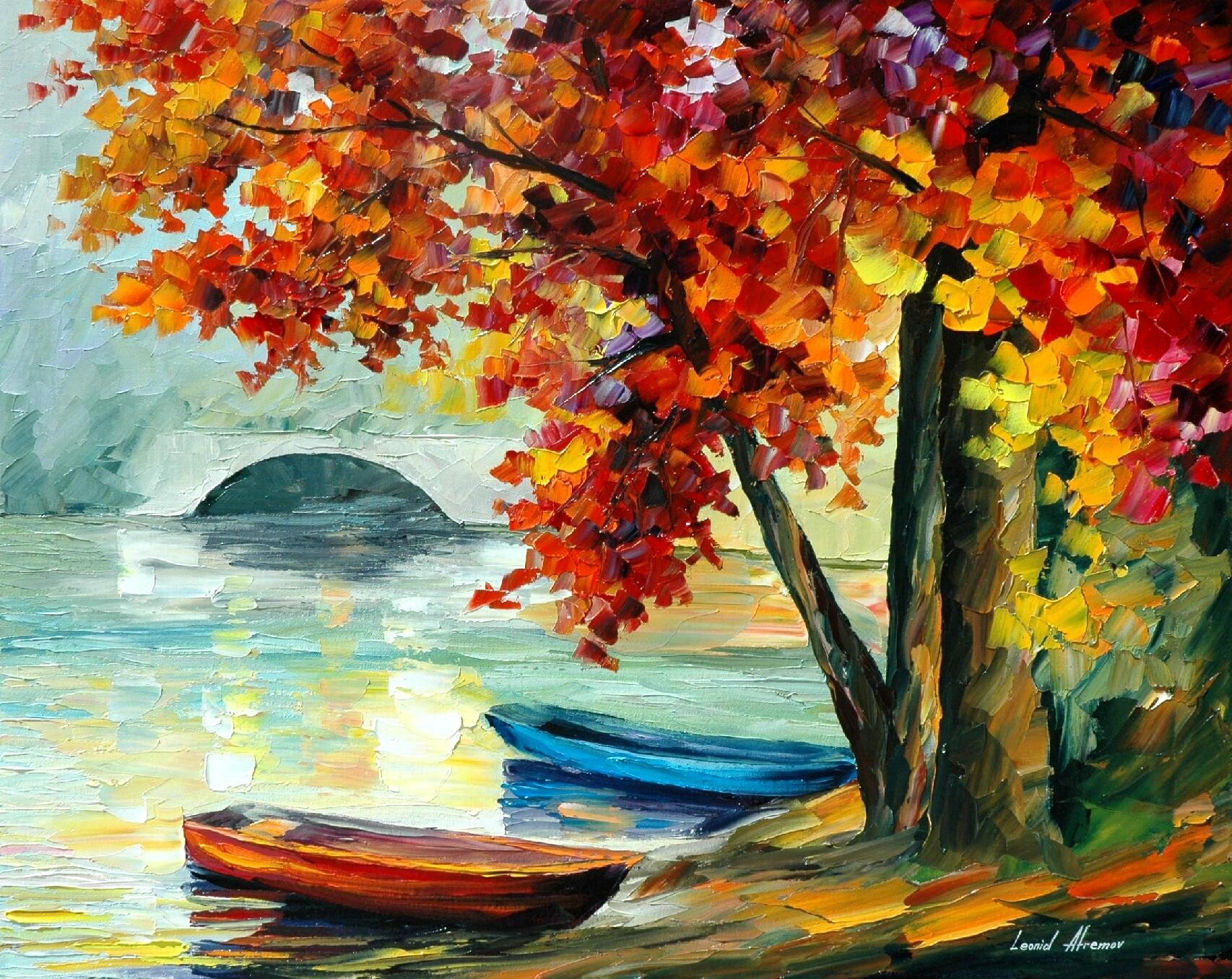 ArtStation - TWO BOATS — oil painting on canvas