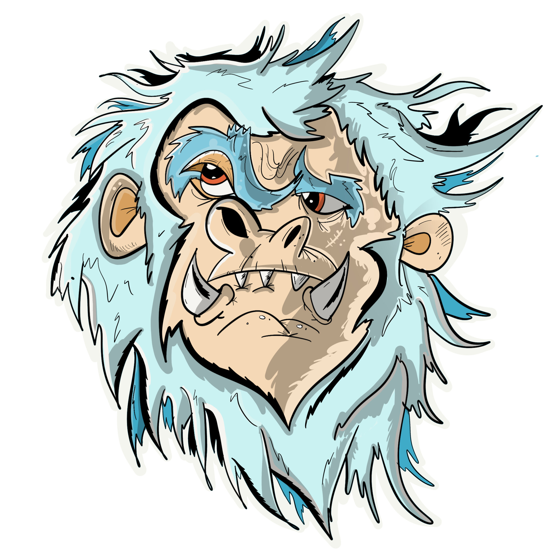 how to draw a yeti face