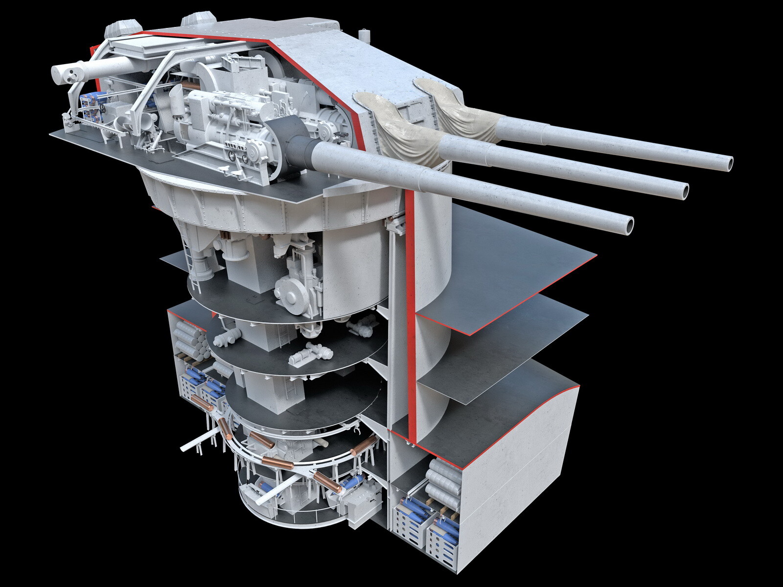 Stefan Dramiński - German naval gun 28 cm SK C/34 in the Drh L C/34 ...