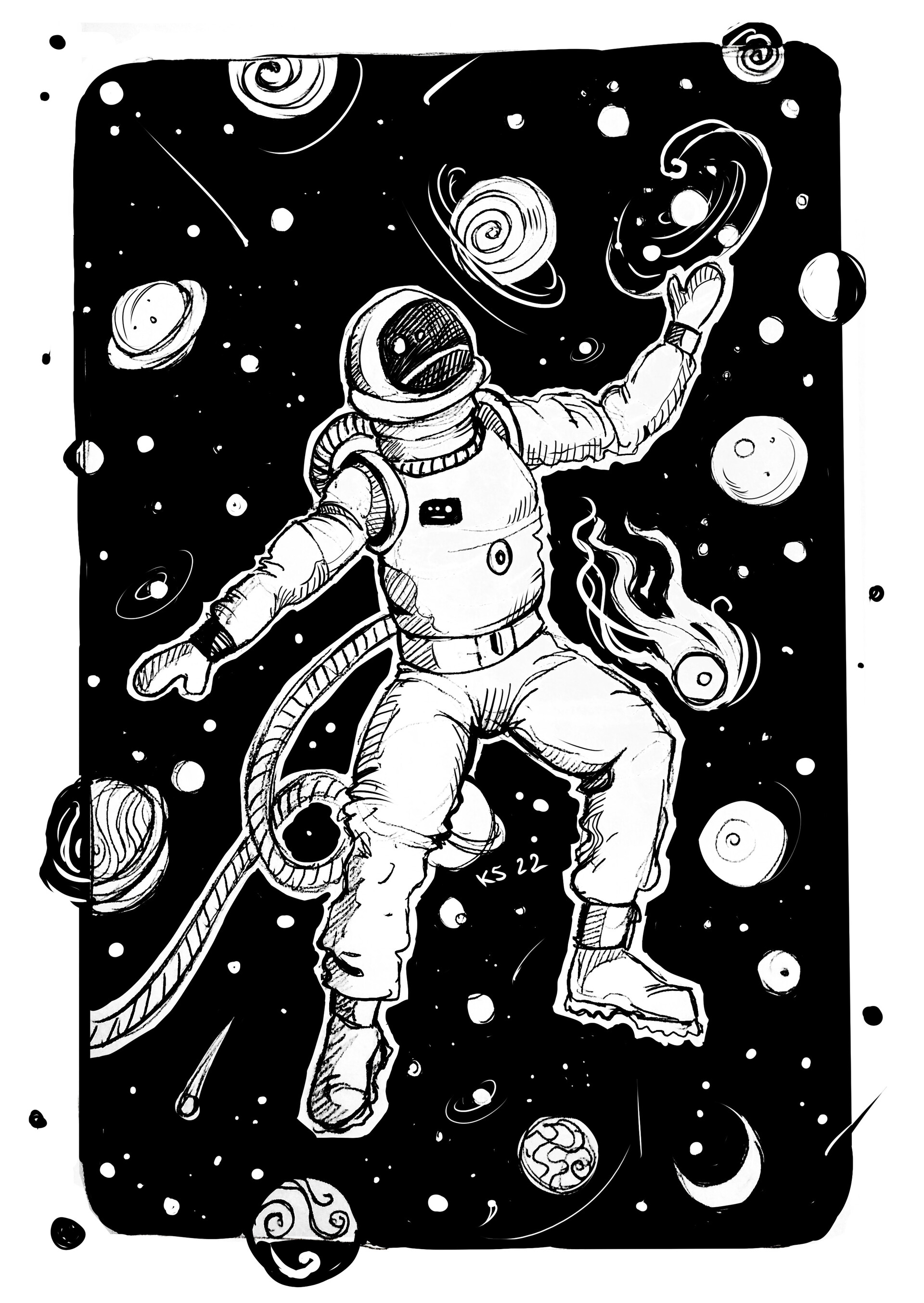 ArtStation - Astronaut - linocut design