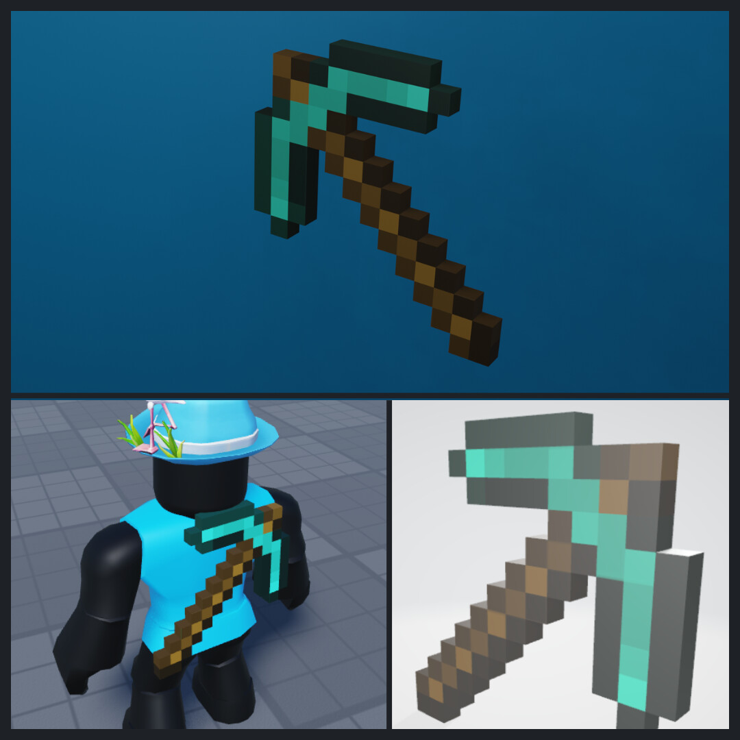 Diamond Pickaxe Minecraft 3d