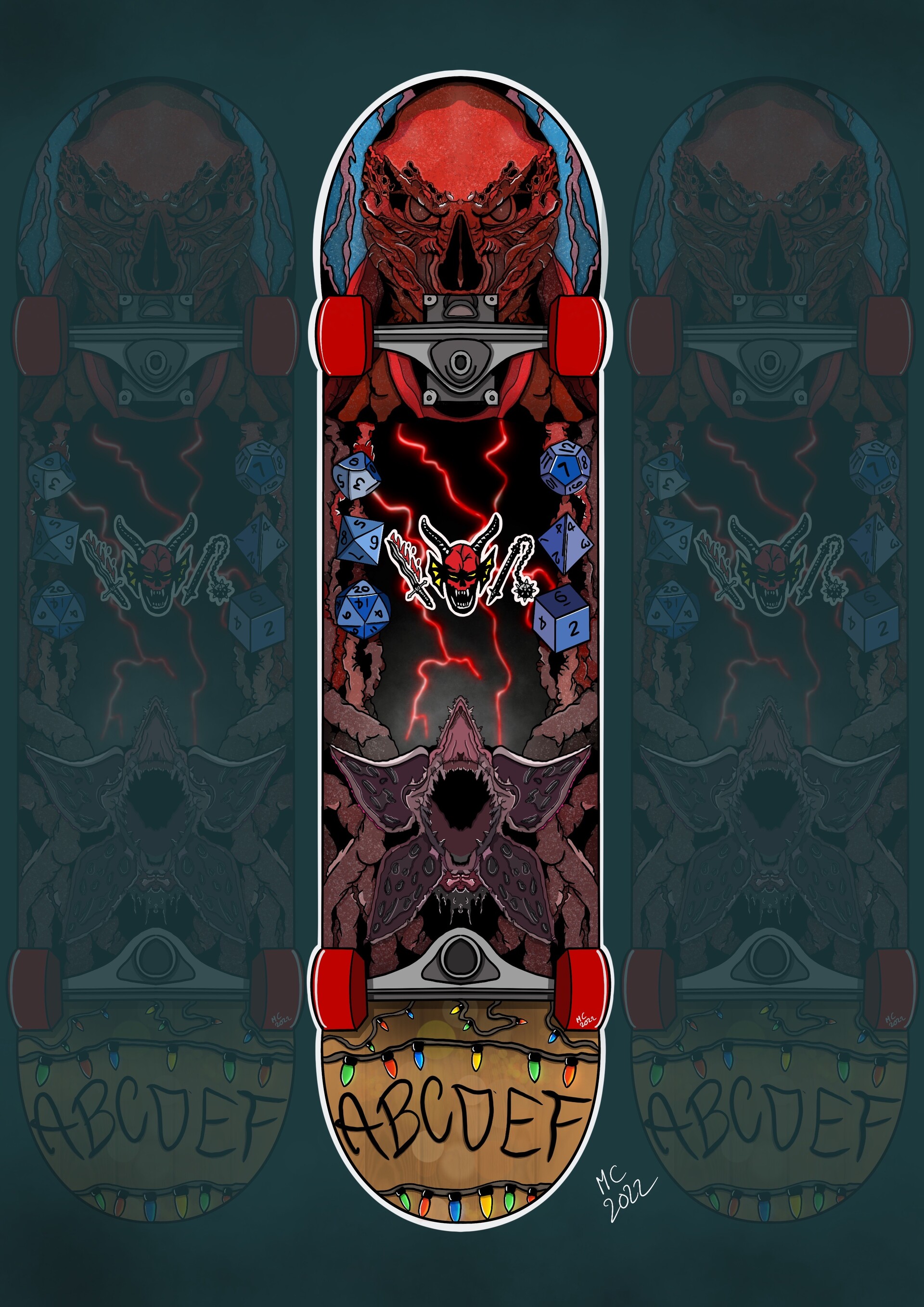 ArtStation - Stranger things skateboard design