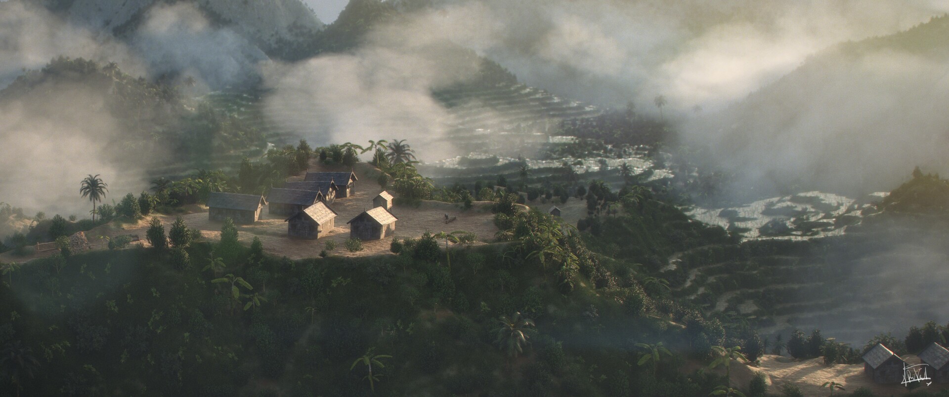 ArtStation - Rice Field Village