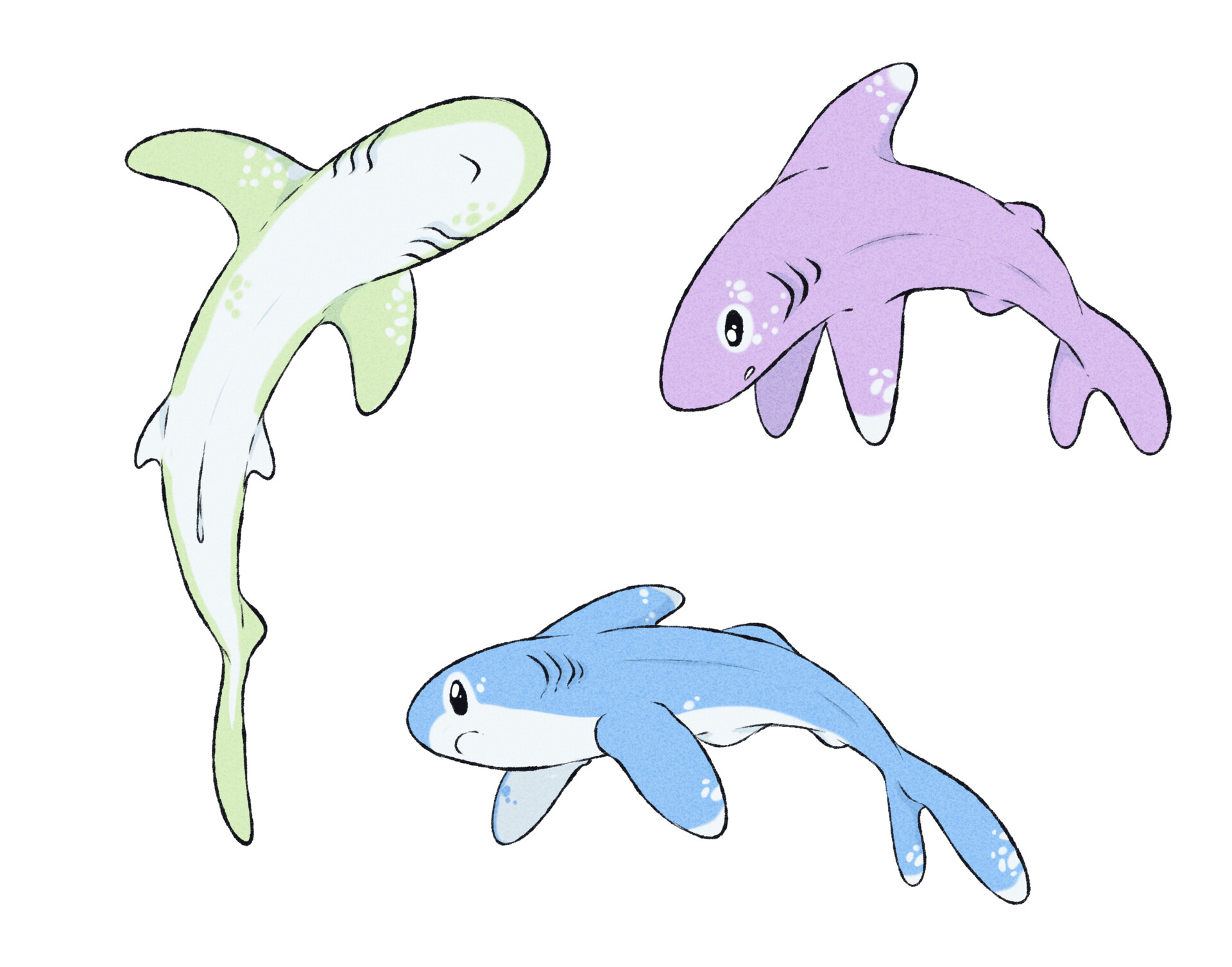ArtStation - Tree cute pastel sharks
