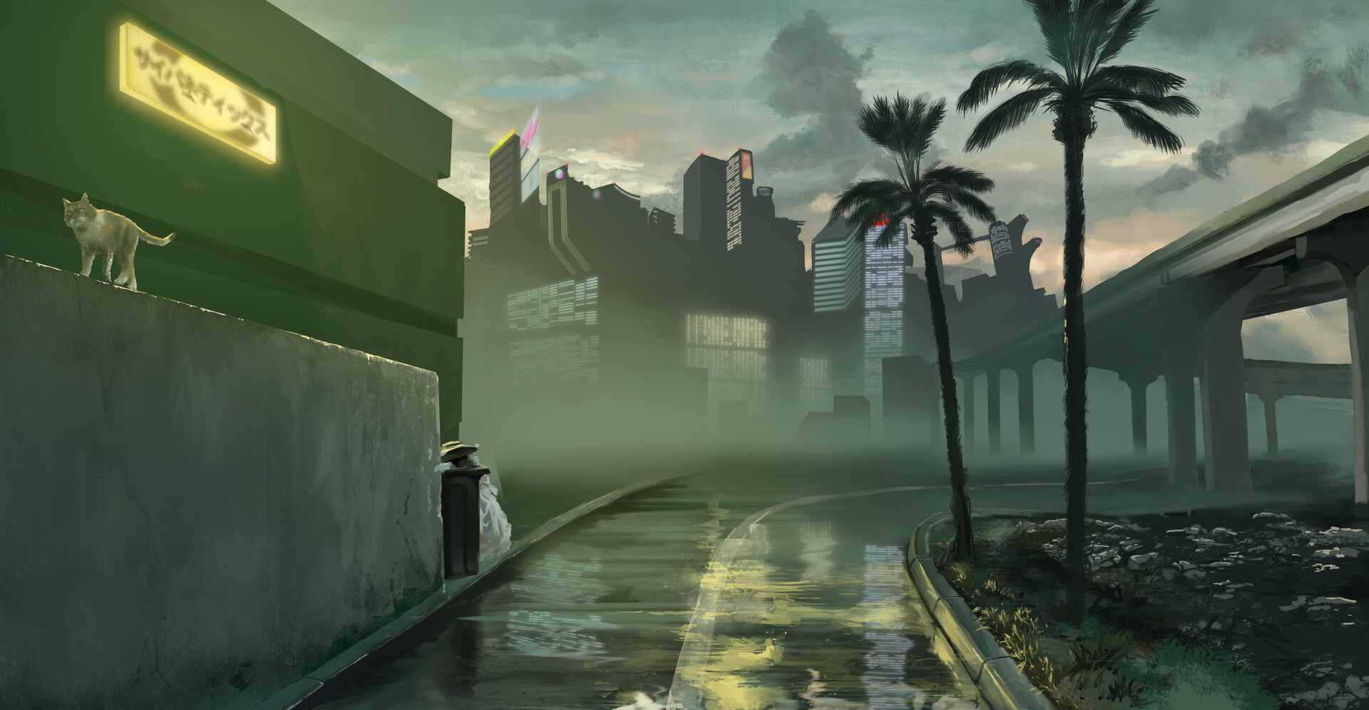 ArtStation - Cyberpunk outskirts background