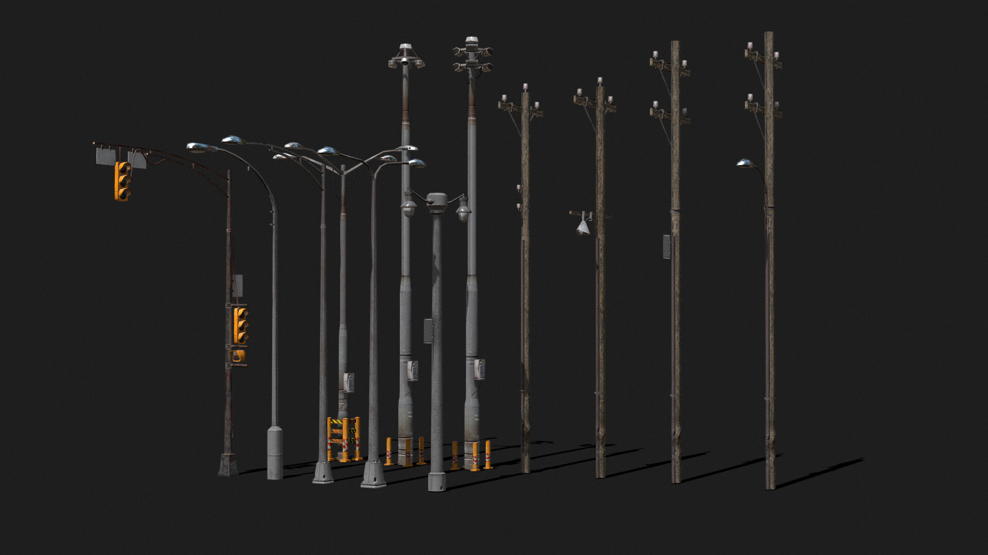 ArtStation - Lightpoles - Low poly Prop set