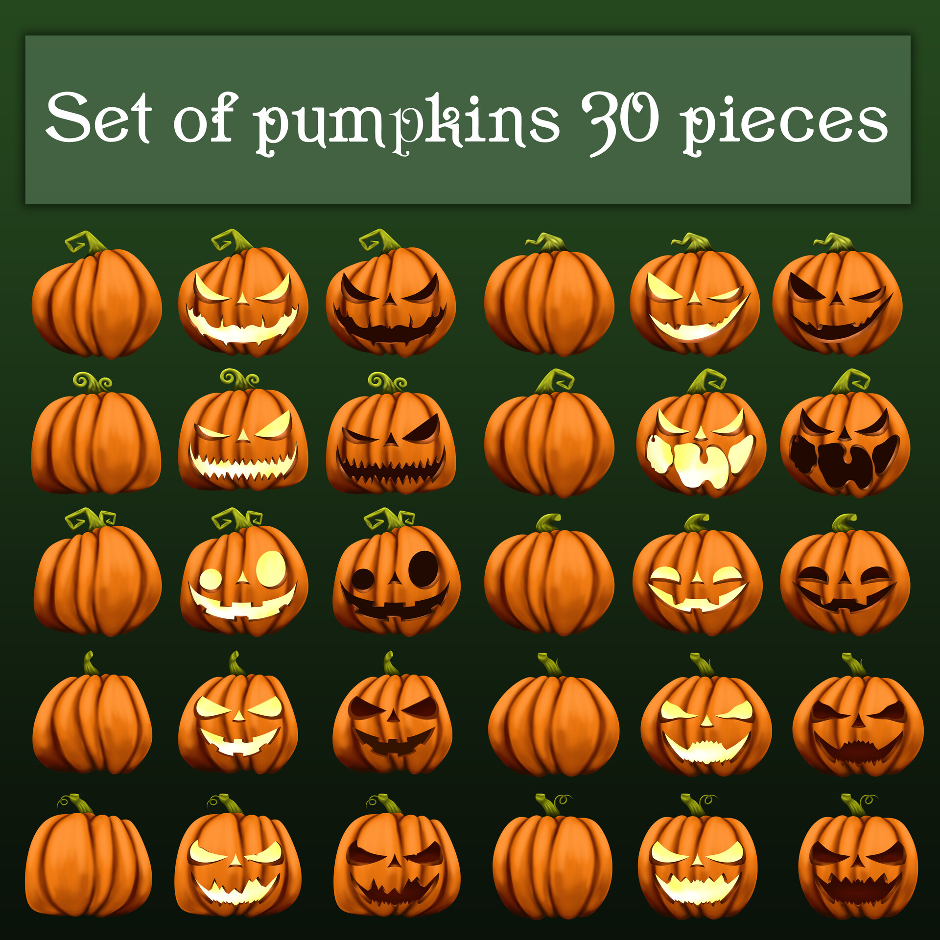 ArtStation - Set of pumpkins 30 pieces