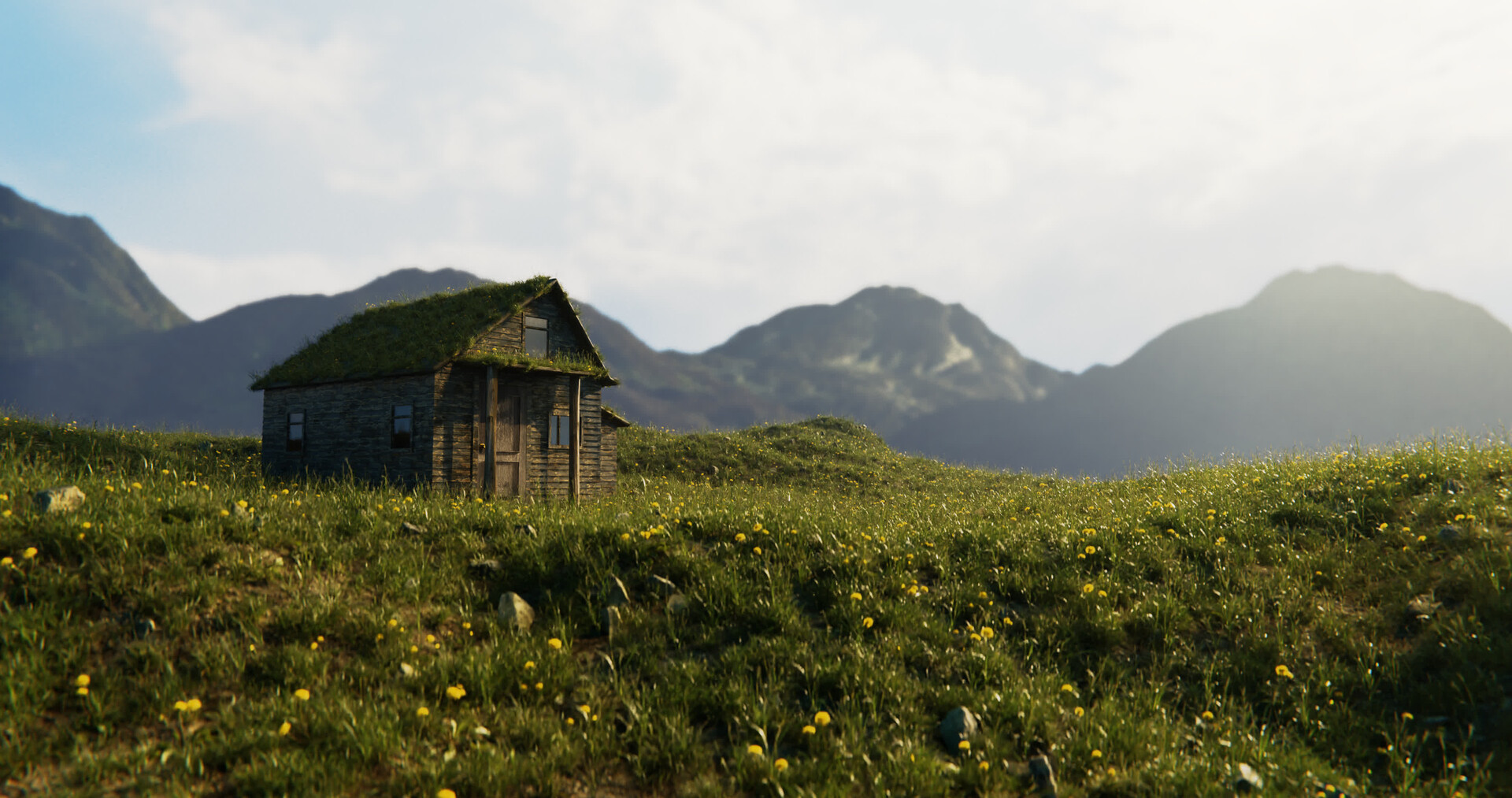 I Made this environment render to learn basic Compositing (Cycles, 4096 ...