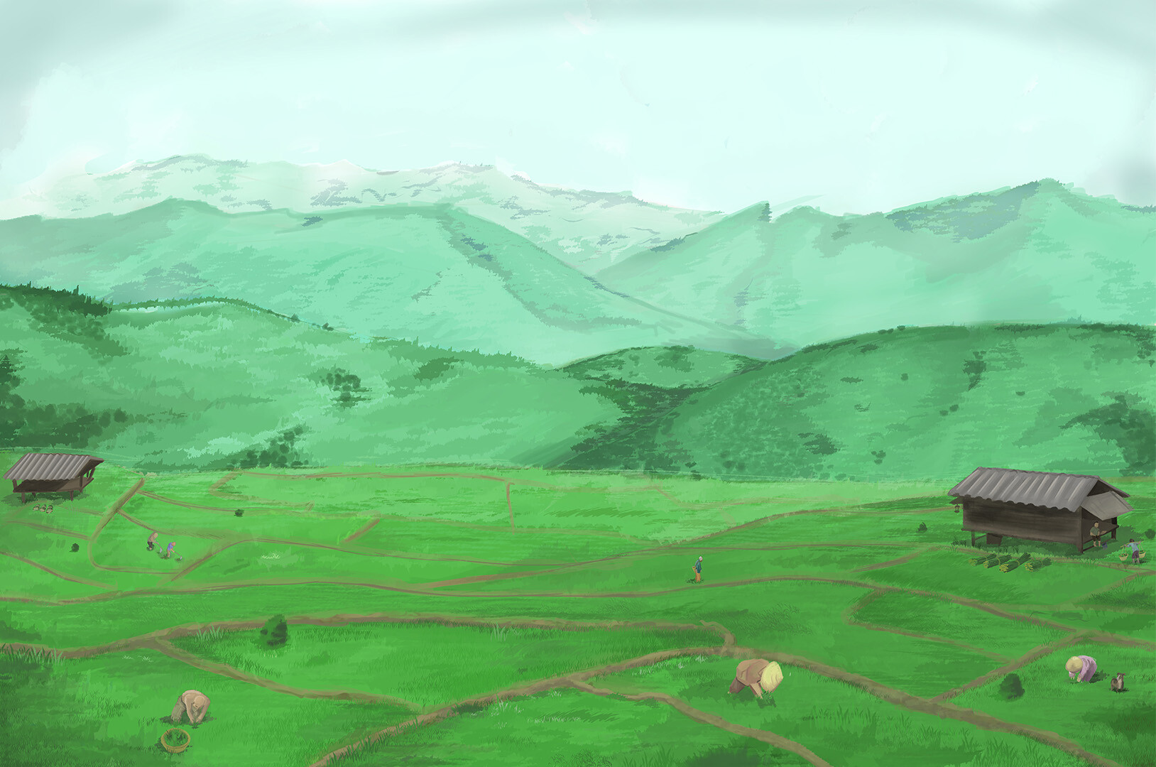 ArtStation - Thailand rice field