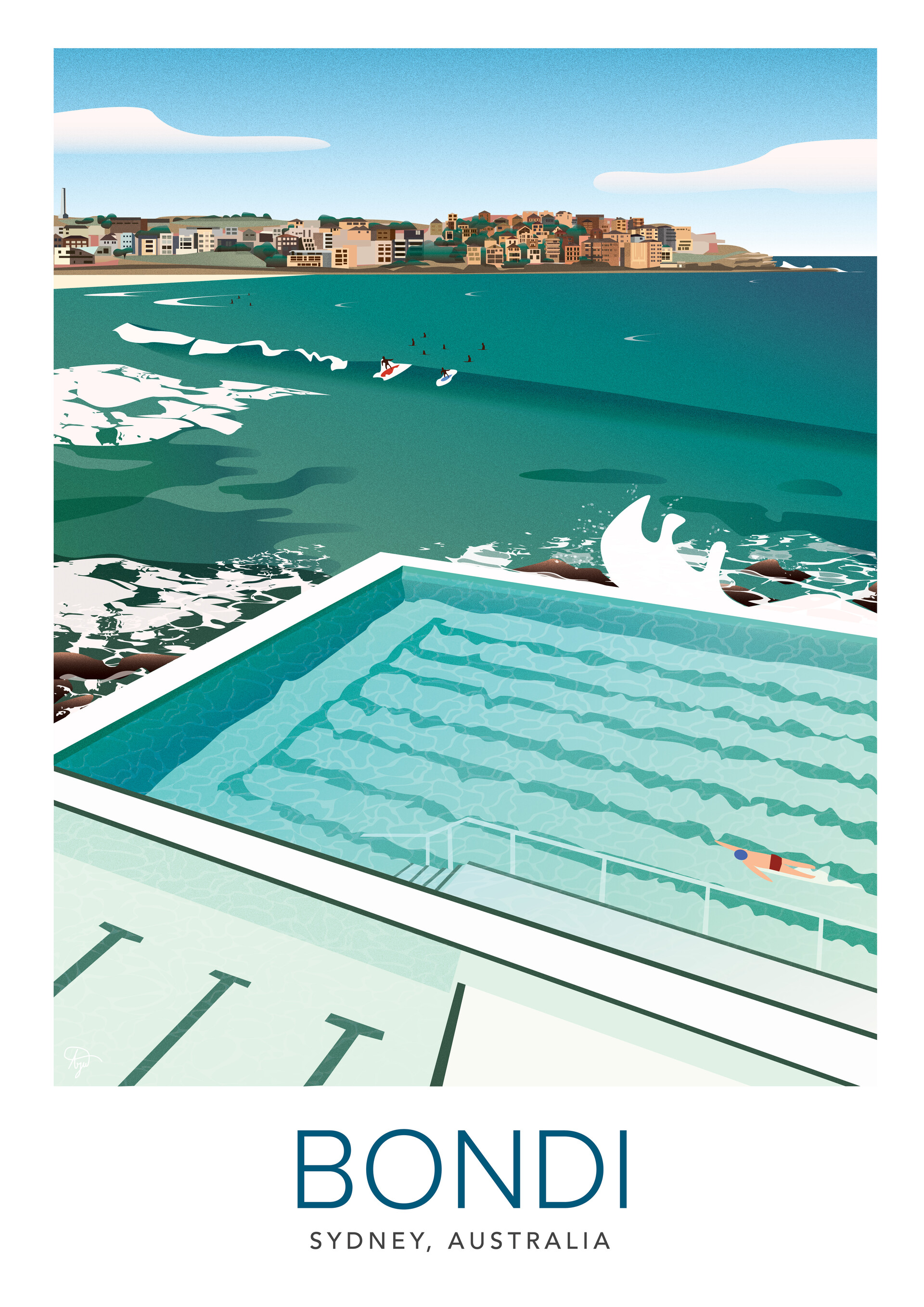 Alexandra Ware - Bondi Beach Landscape Illustration
