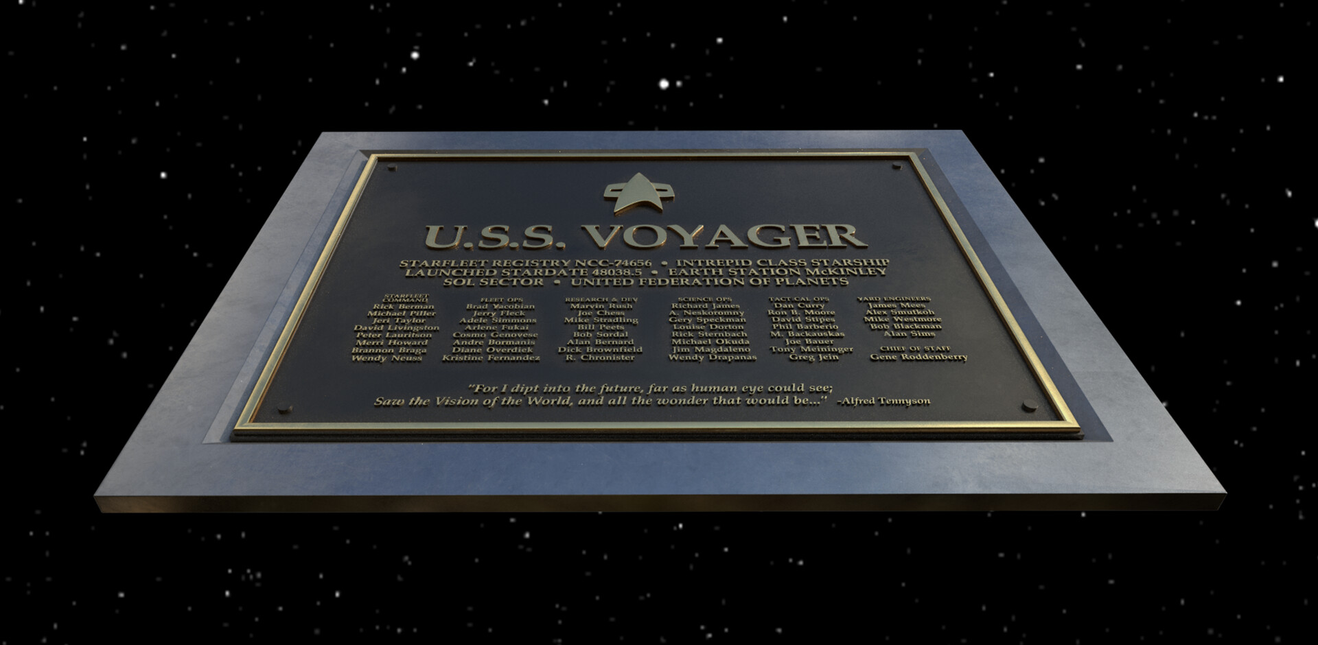 Daniel Korican Portfolio - U.S.S. Voyager Dedication Plaque (update) WIP