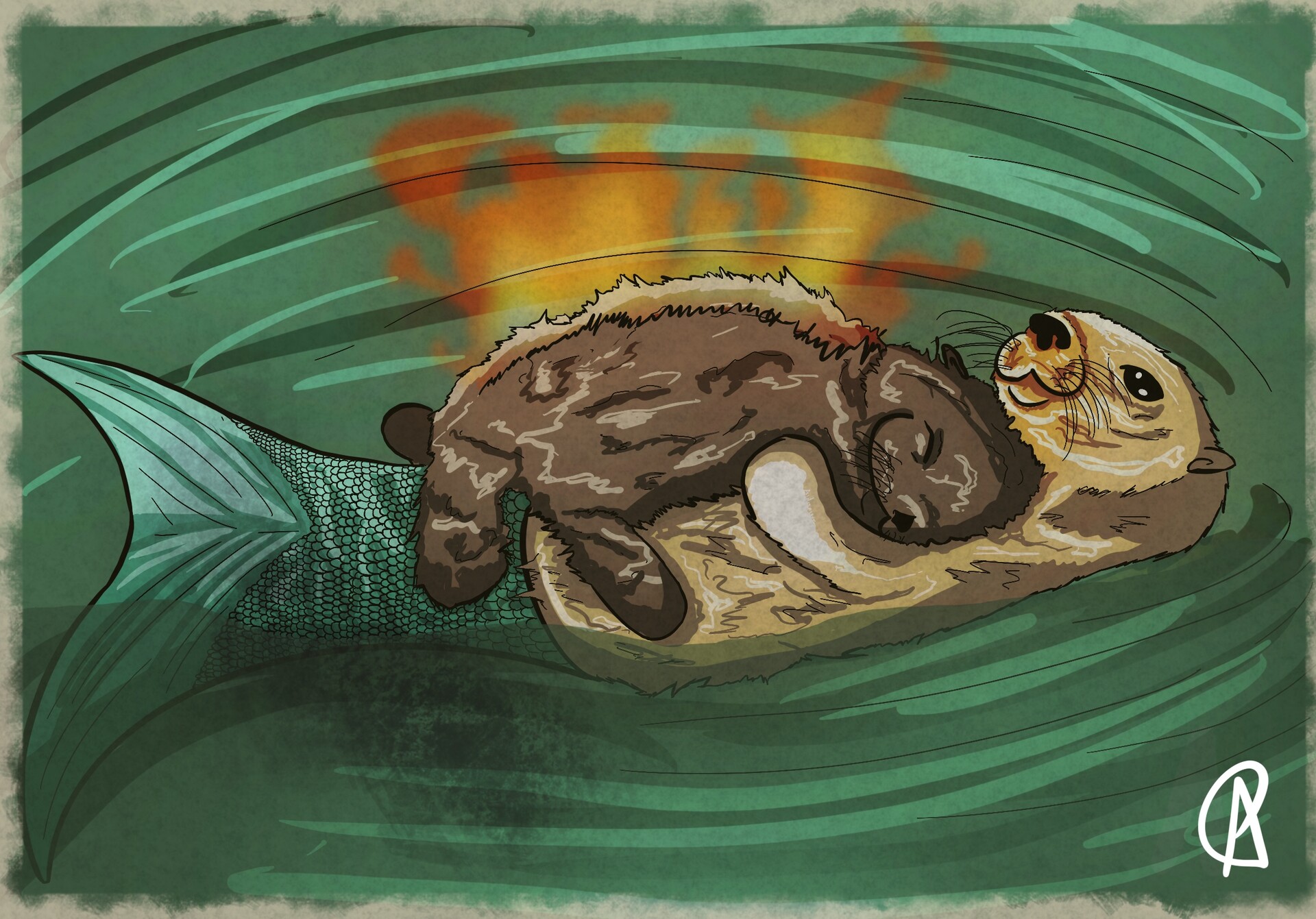 ArtStation - [ILLUSTRATION] WATER OTTER AND FIRE OTTER
