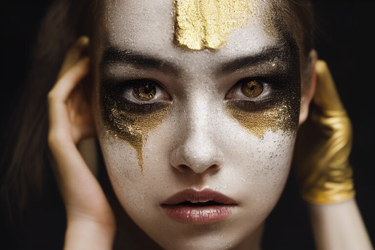 ArtStation - Young girl with golden makeup