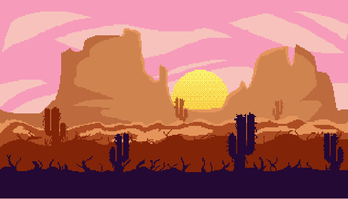 ArtStation - Grand canyon 2d Pixel art scene