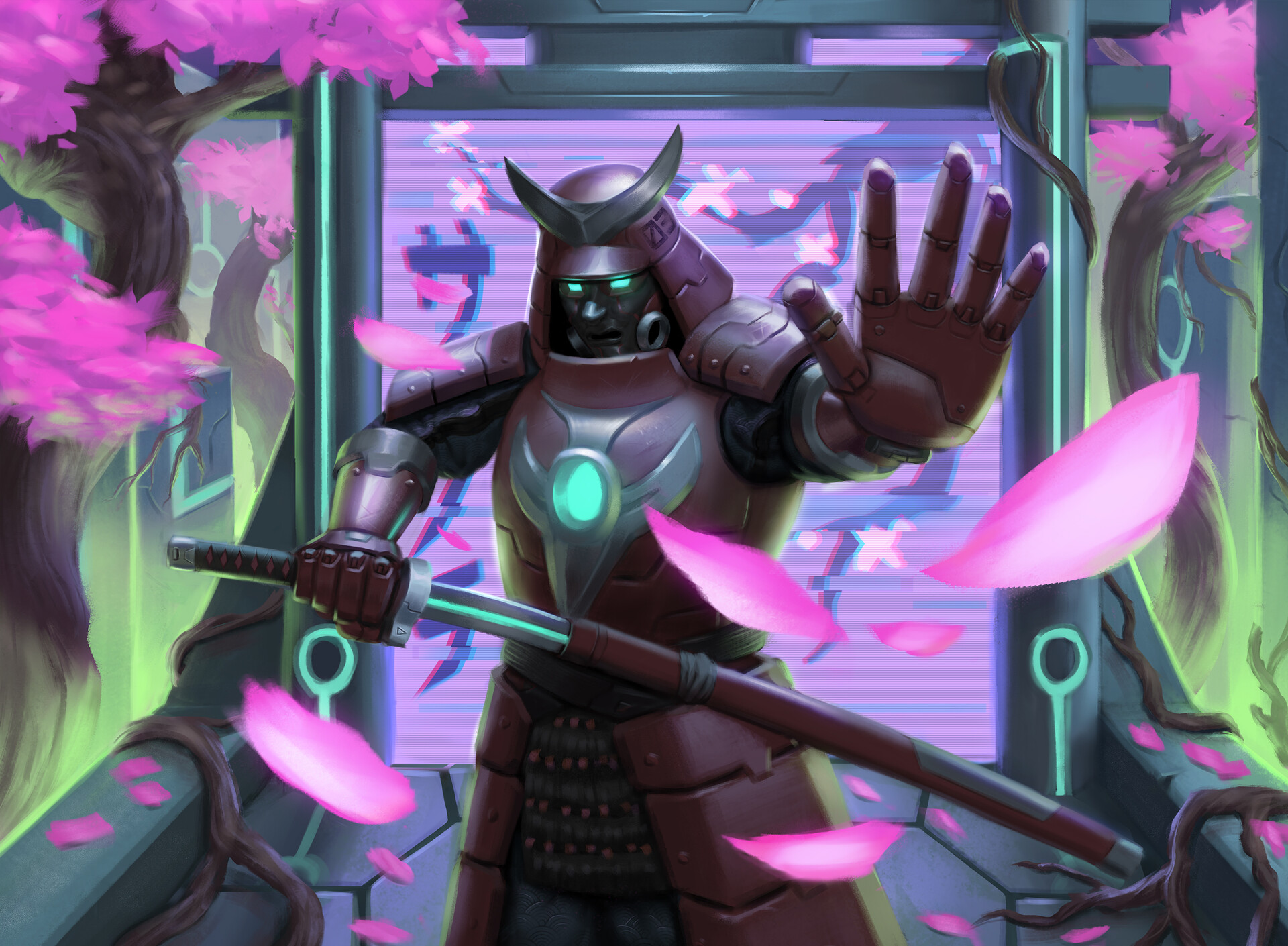 ArtStation - Neo Samurai: Guardian of the Sakura Gate