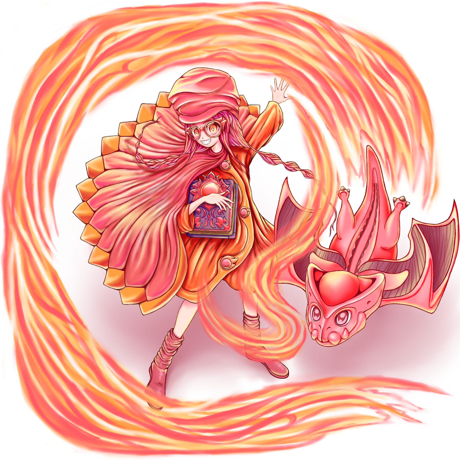 ArtStation - [Original character] Flame girl with her Drago