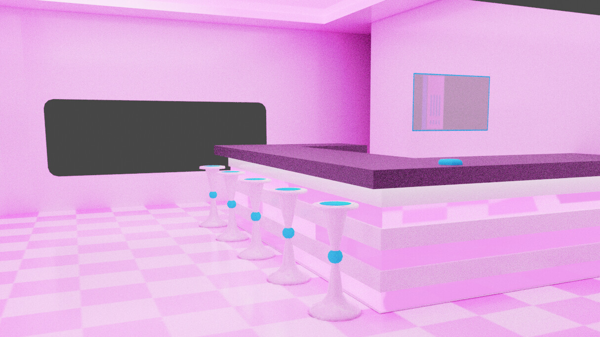 ArtStation - Futuristic Cafe Work in Progress