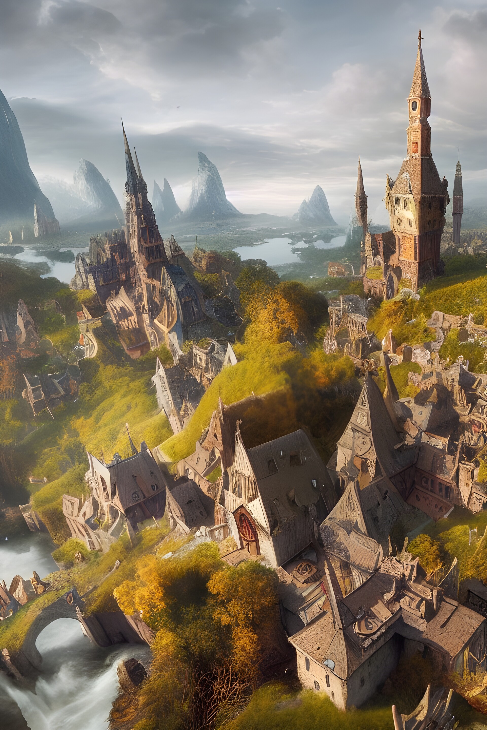 ArtStation - Cute gothic stone town