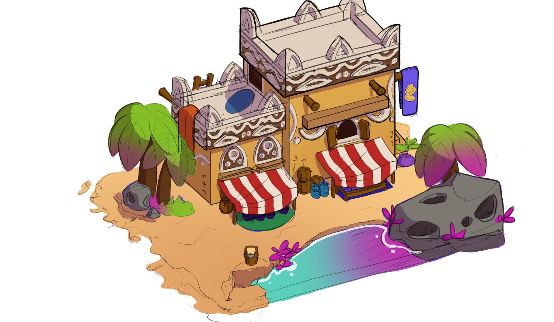 Tyier Godette - Desert Oasis Bazaar - Isometric Stylized Fantasy ...