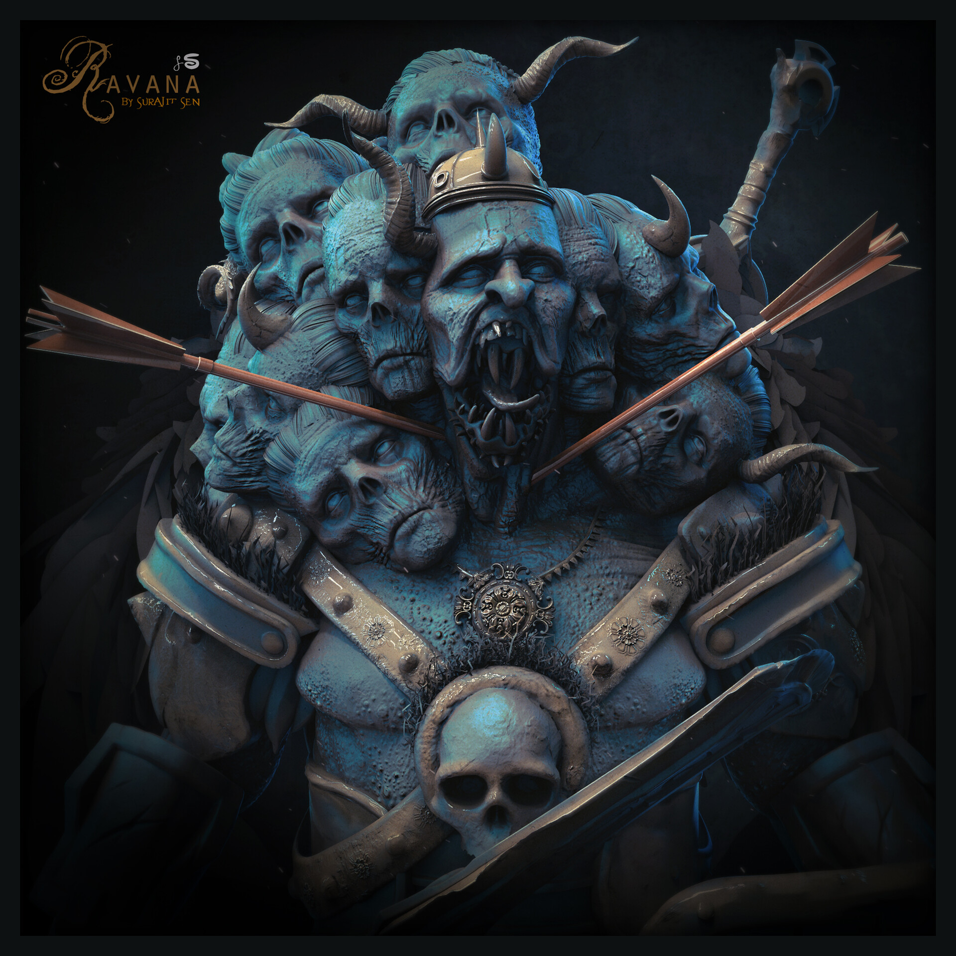 ArtStation - Ravana– Digital Sculpture by Surajit Sen (Happy Dussehra!)