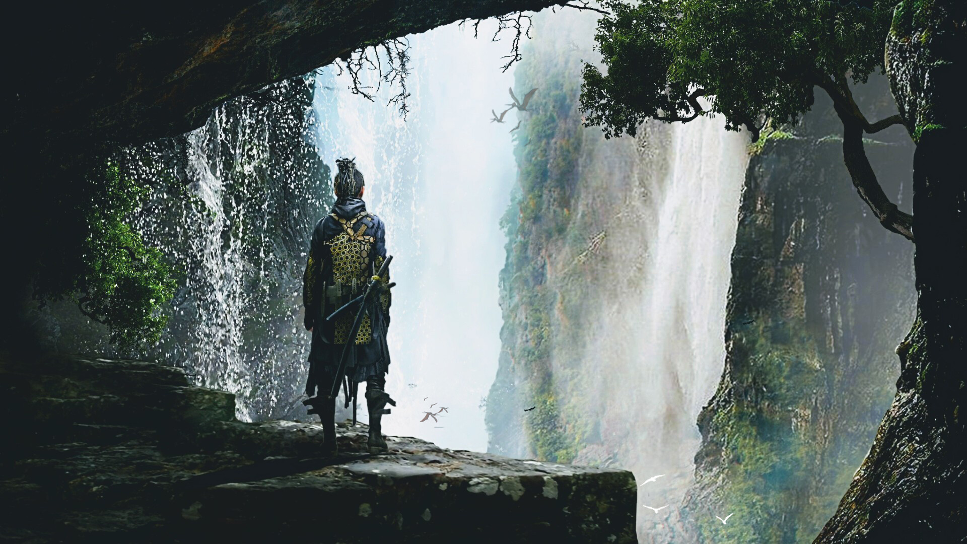 ArtStation - Man Blue waterfall in top view