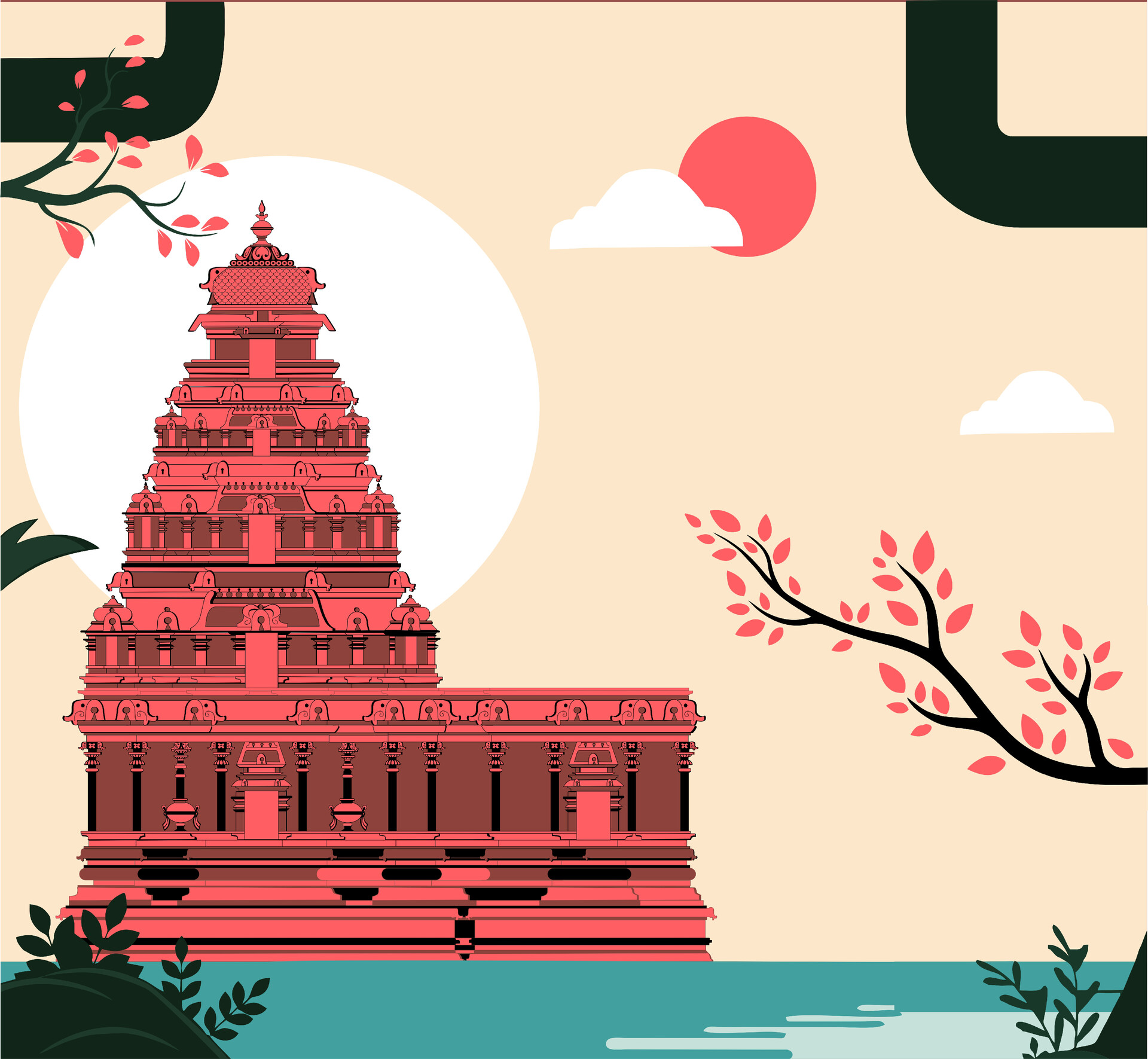 ArtStation - Line Art Of Temple