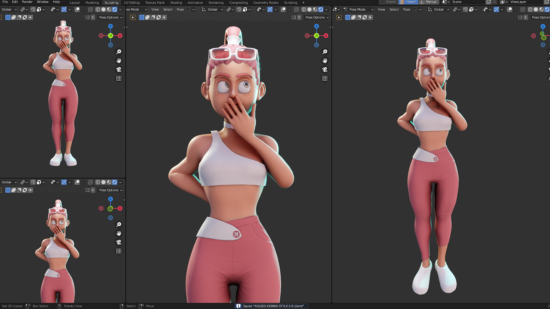 3D Store - ZBrush & Blender Character Models Download - Posing Character in Blender