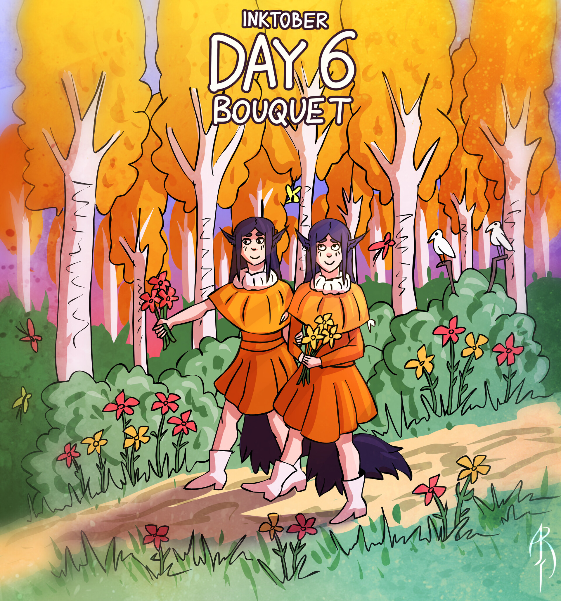 ArtStation - Inktober day 6. BOUQUET