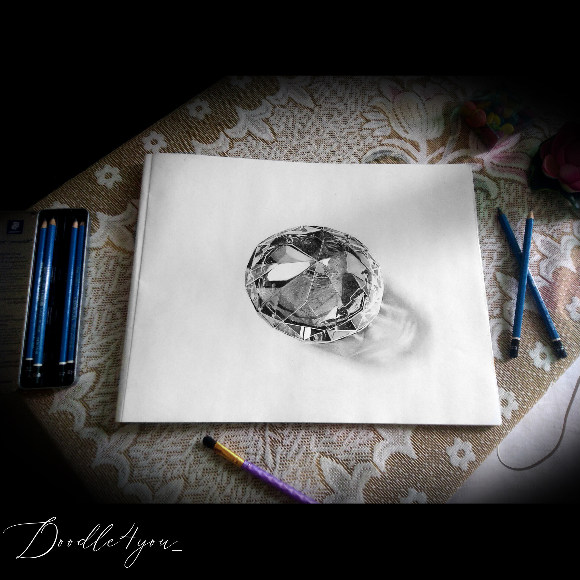 Realistic Diamond Drawing
