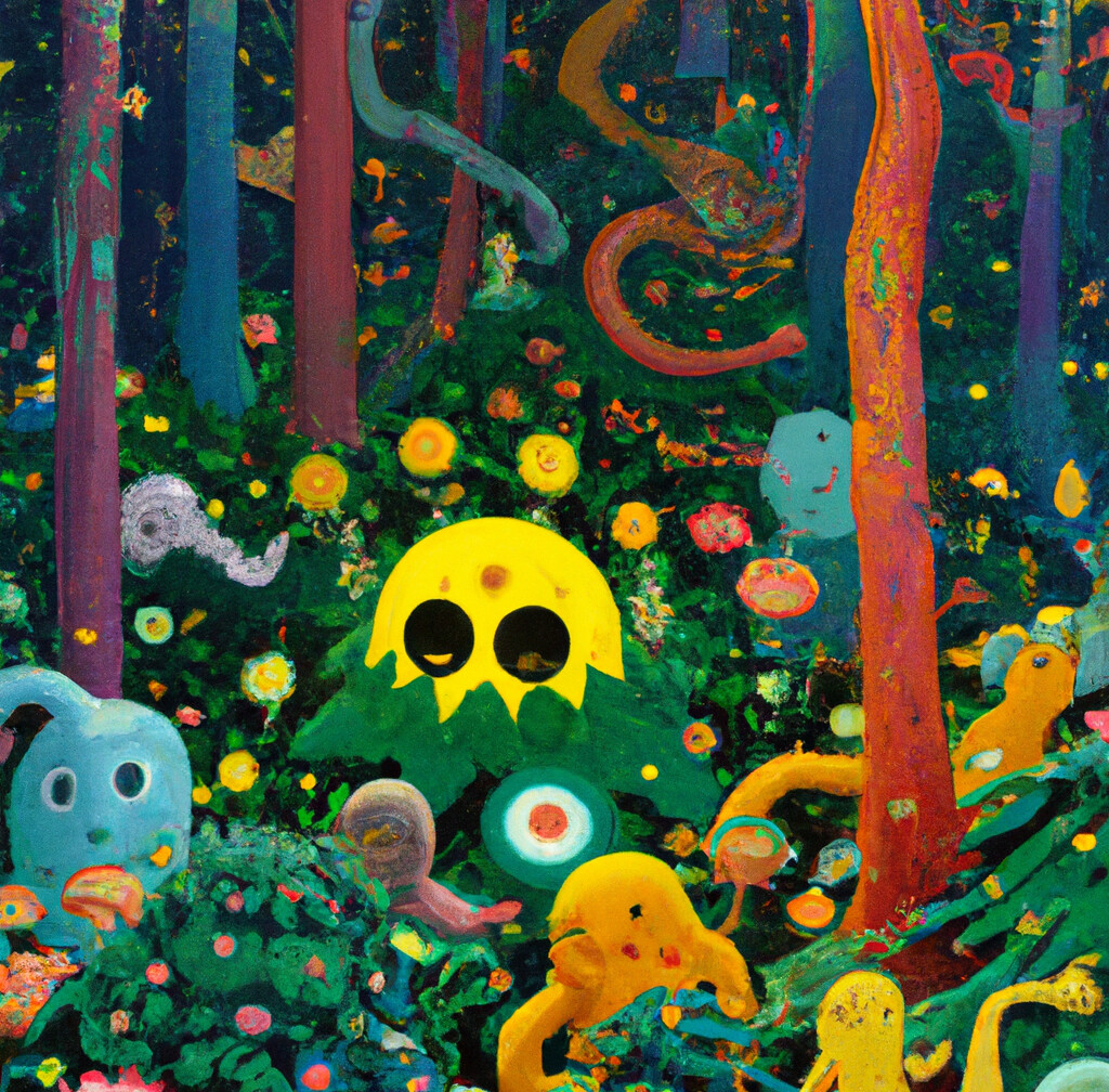 ArtStation - creatures in a trippy forest