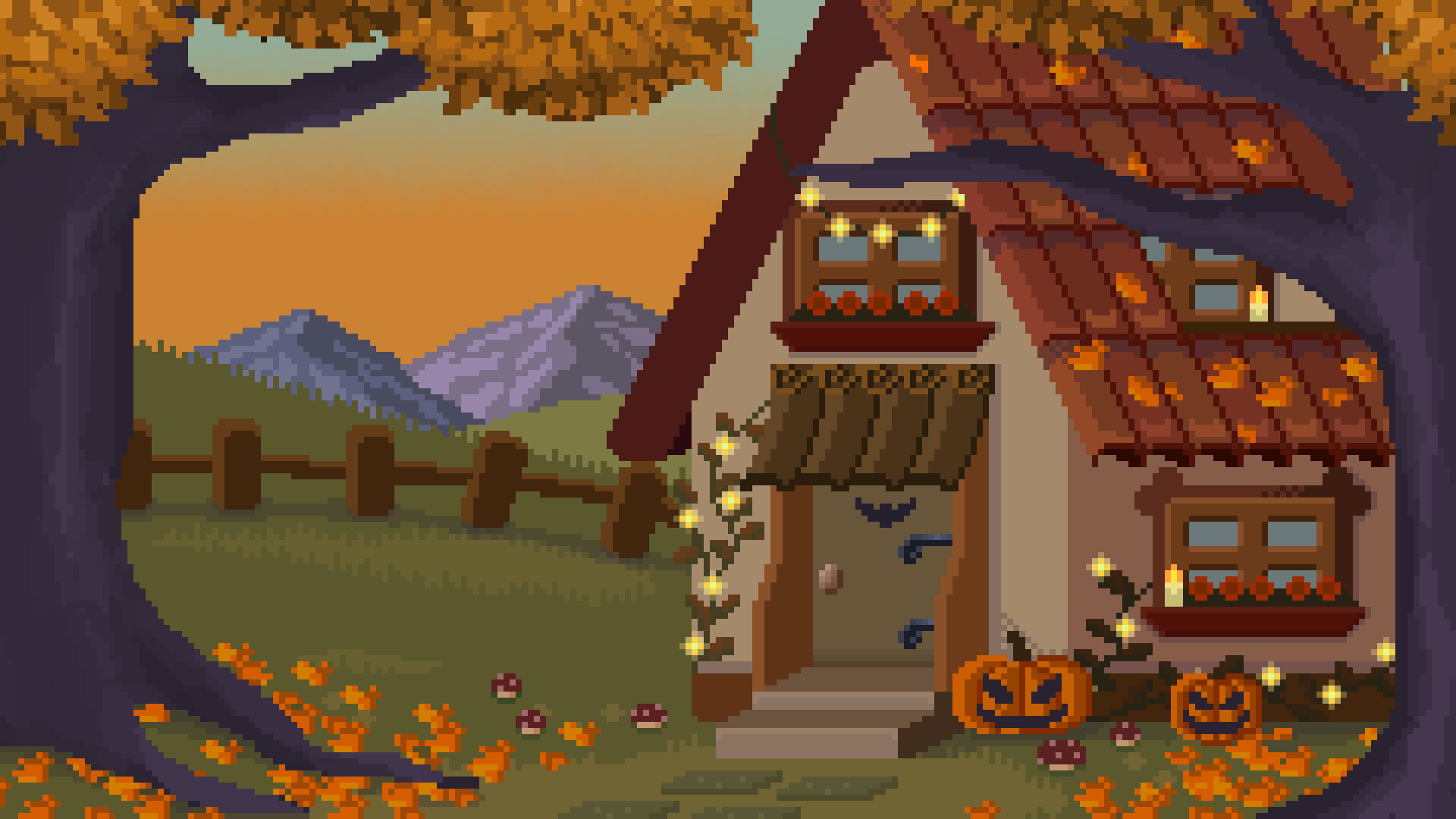 ArtStation - Spooky Autumn Cottage - pixel art 2022