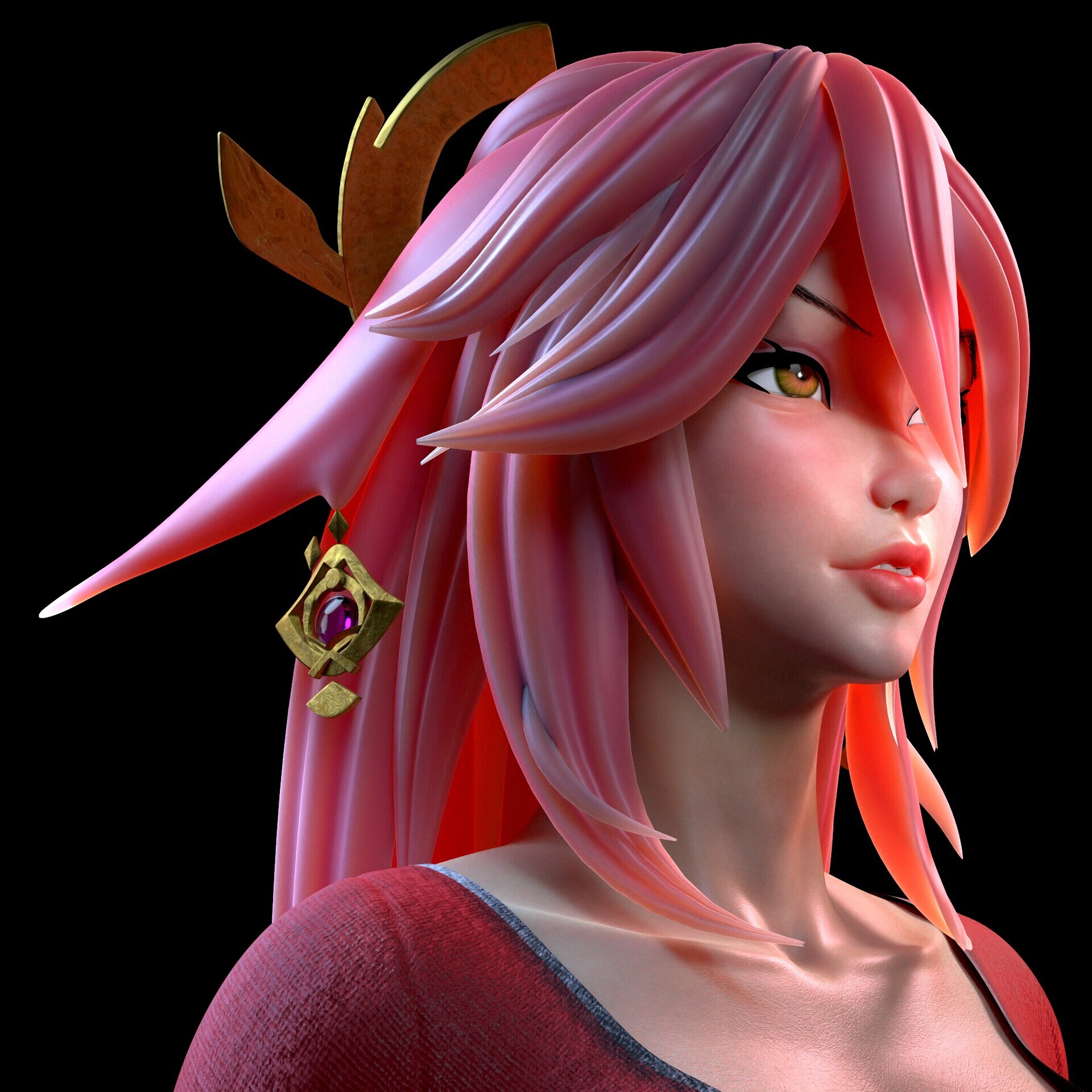 Wing fox - 3D Rendering Poly Painted 3D Characters in Marmoset Toolbag 4