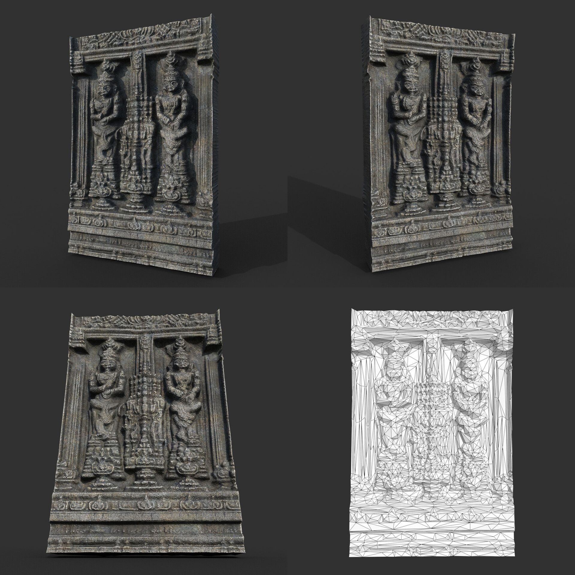 3D Models by 3D Landscape - Low poly Ancient Hindu Temple Wall modular ...
